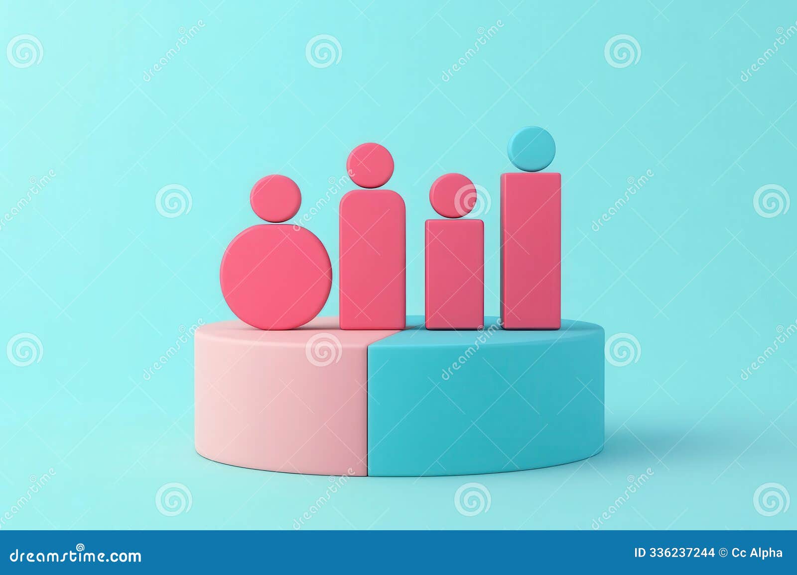 Customer Data Analysis, Pie Charts and Customer Icons, 3D Illustration ...