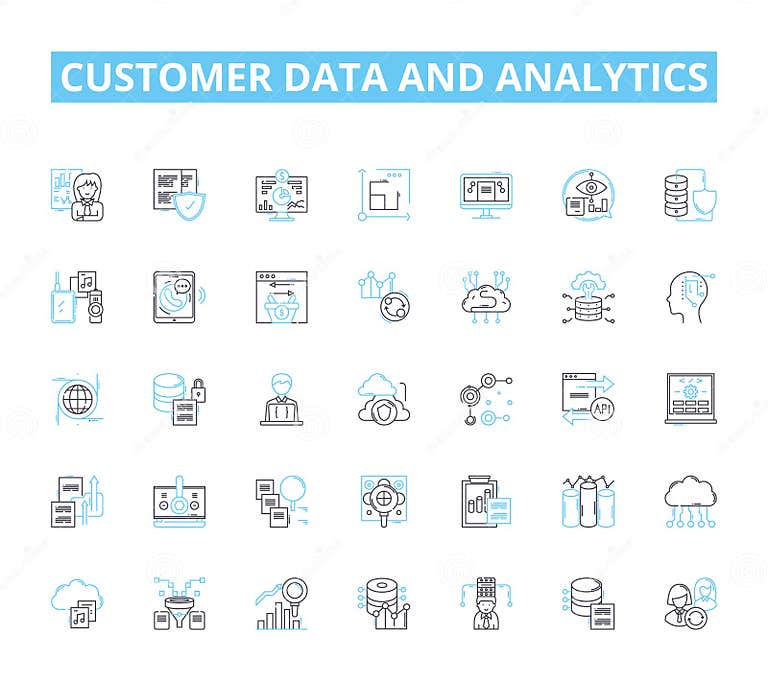 Customer Data and Analytics Linear Icons Set. Segmentation ...