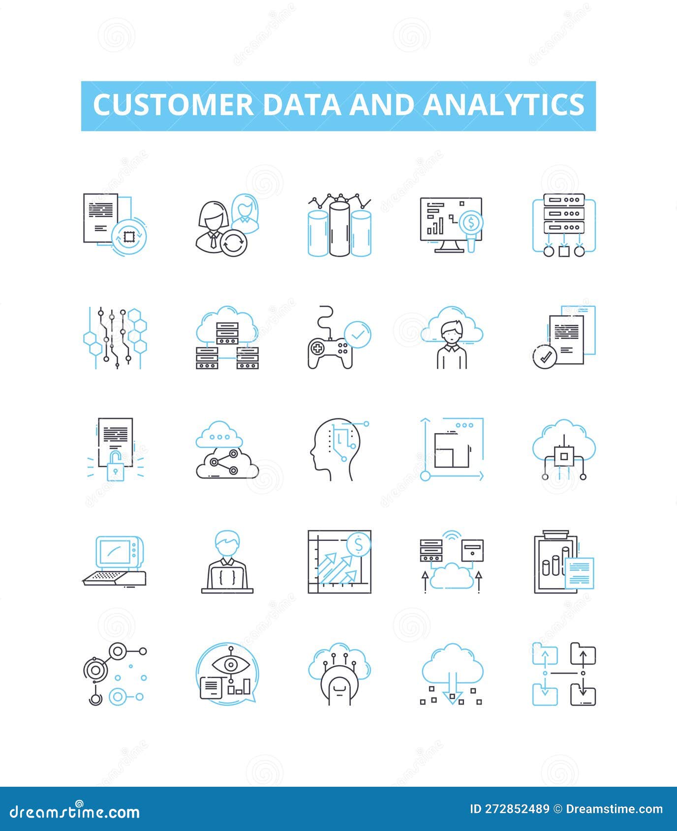 Customer Data and Analytics Vector Line Icons Set. Customer, Data ...
