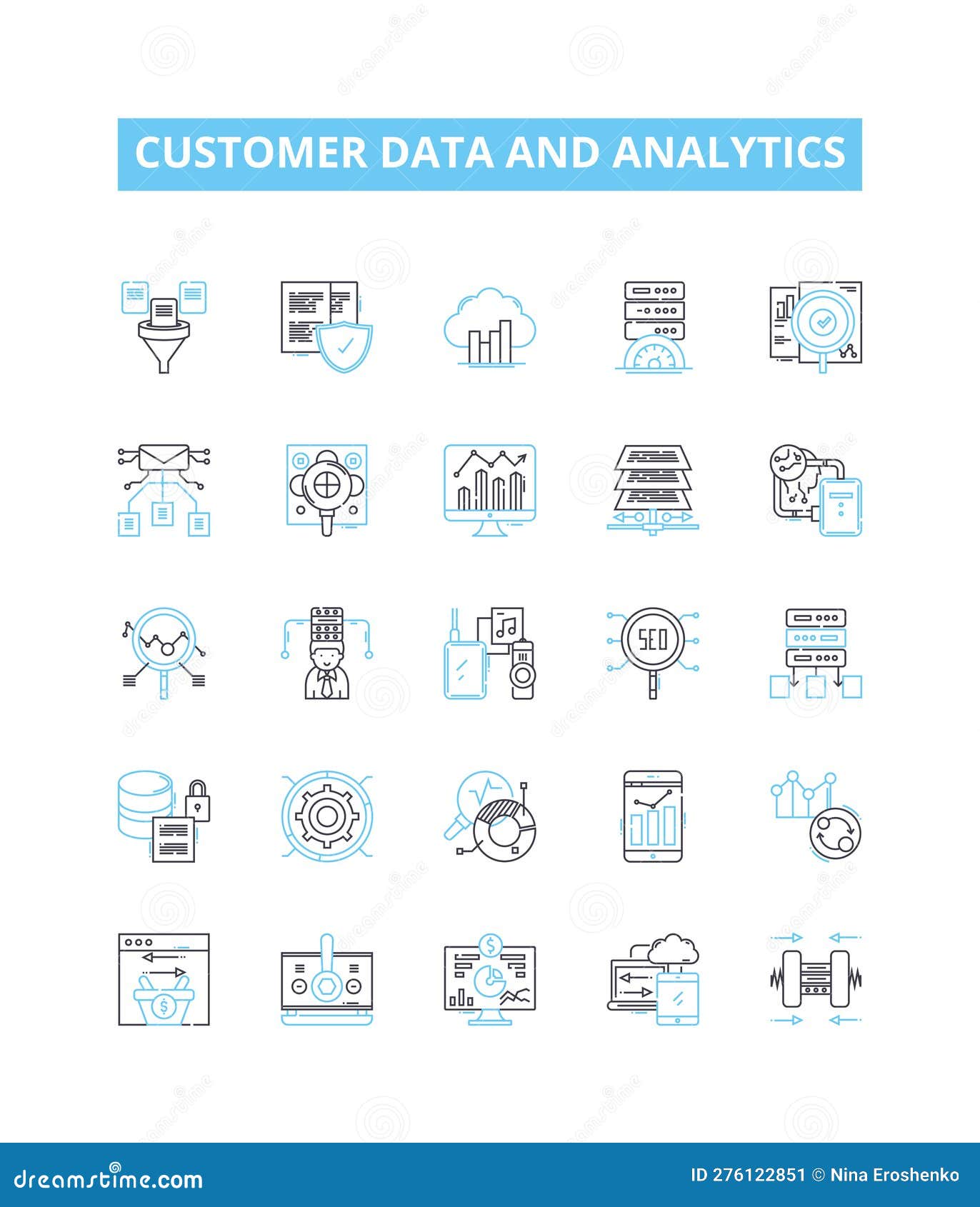 Customer Data and Analytics Vector Line Icons Set. Customer, Data ...