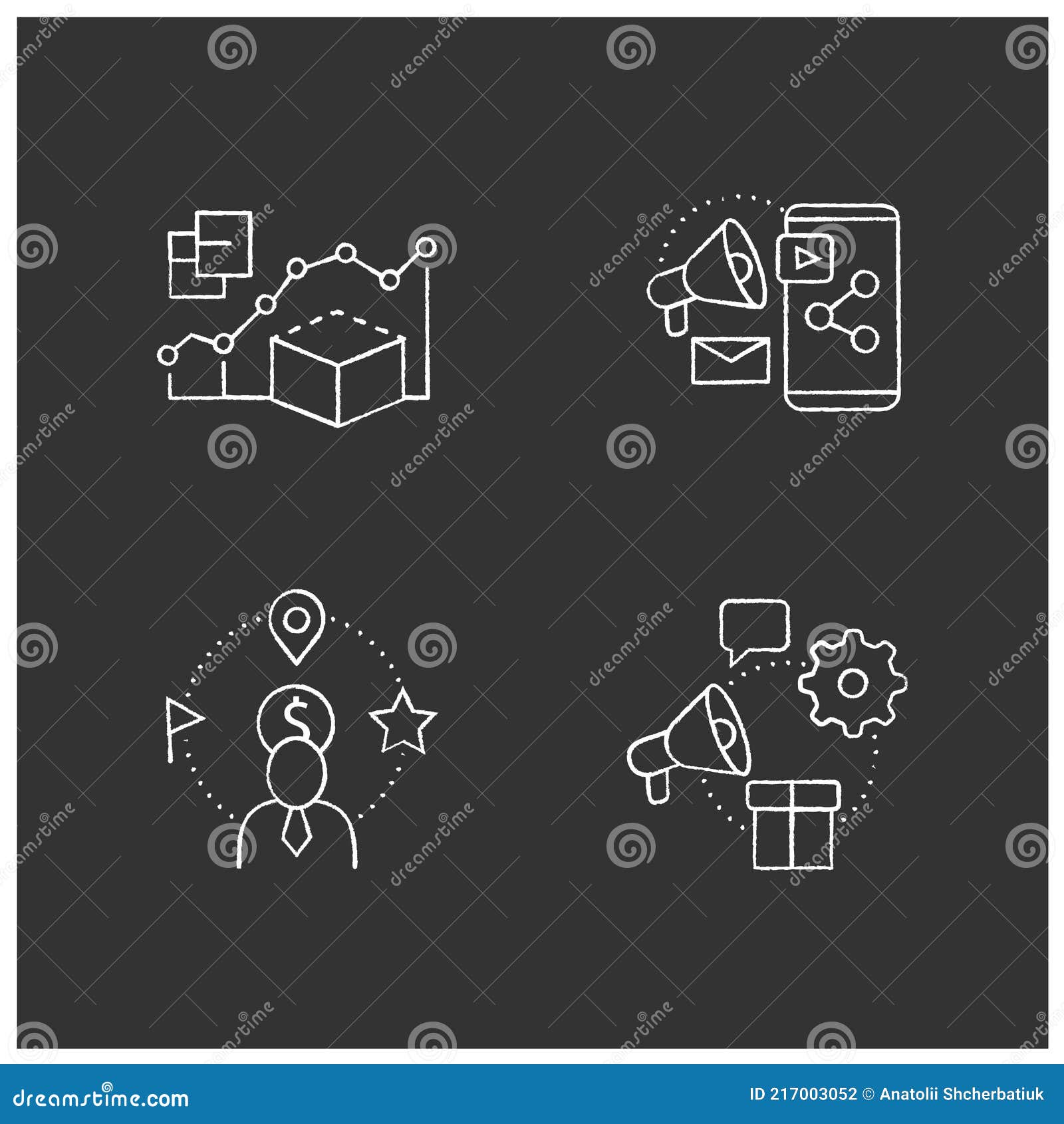 Customer Data Platform Chalk Icons Set Stock Vector - Illustration of ...