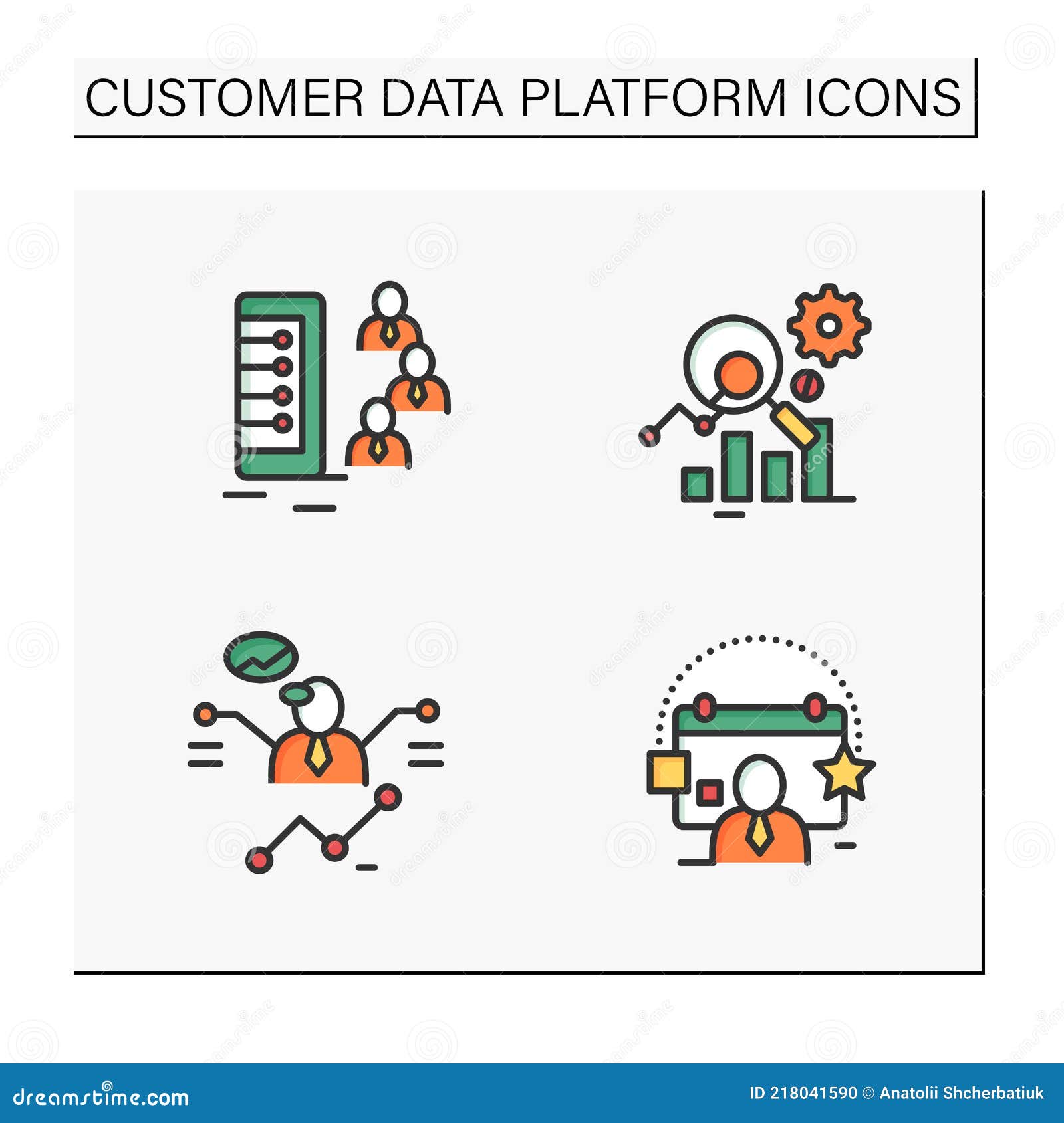Customer Data Platform Color Icons Set Stock Vector - Illustration of finance, database: 218041590
