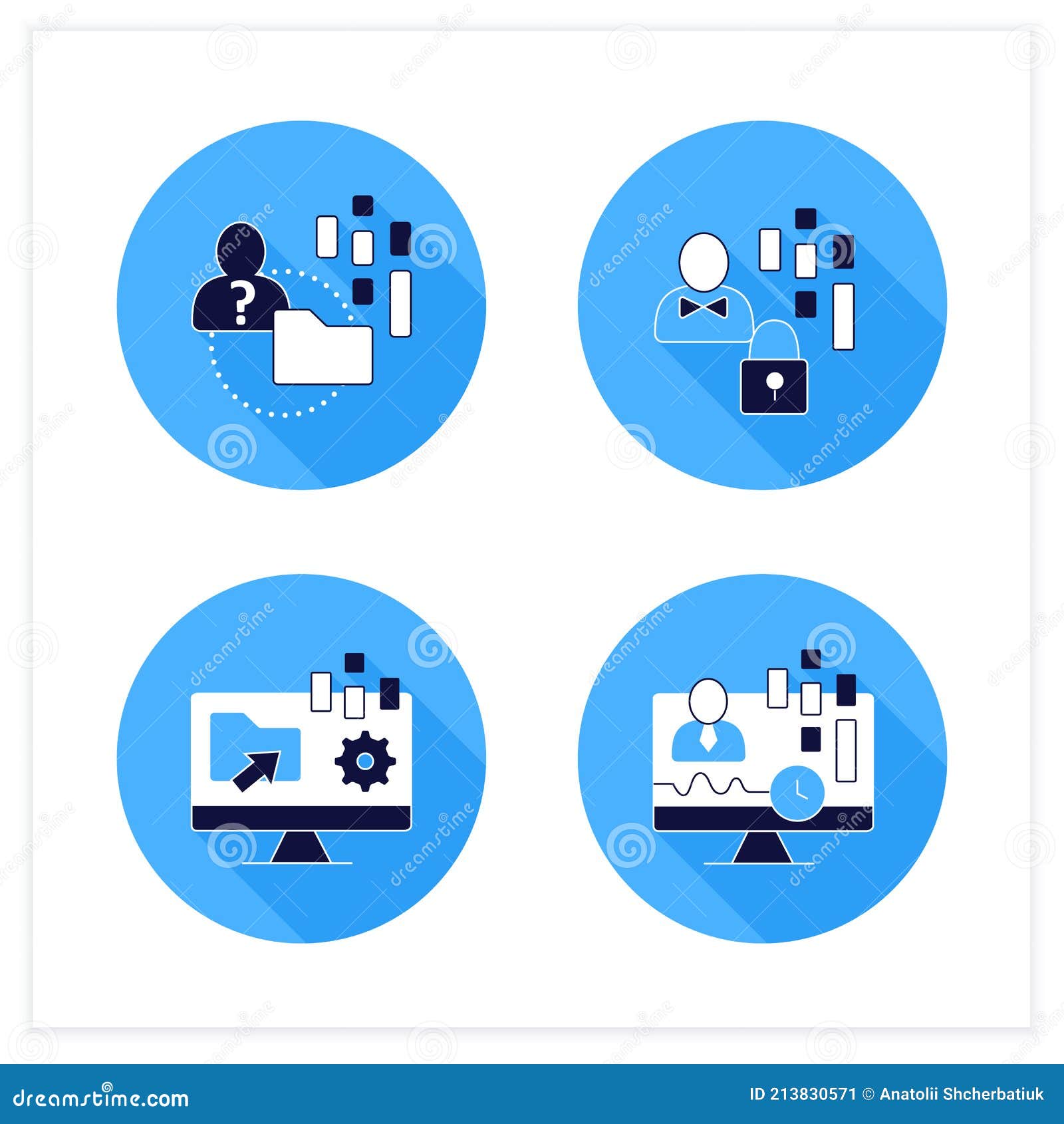 Customer Data Platform Flat Icons Set Stock Vector - Illustration of ...