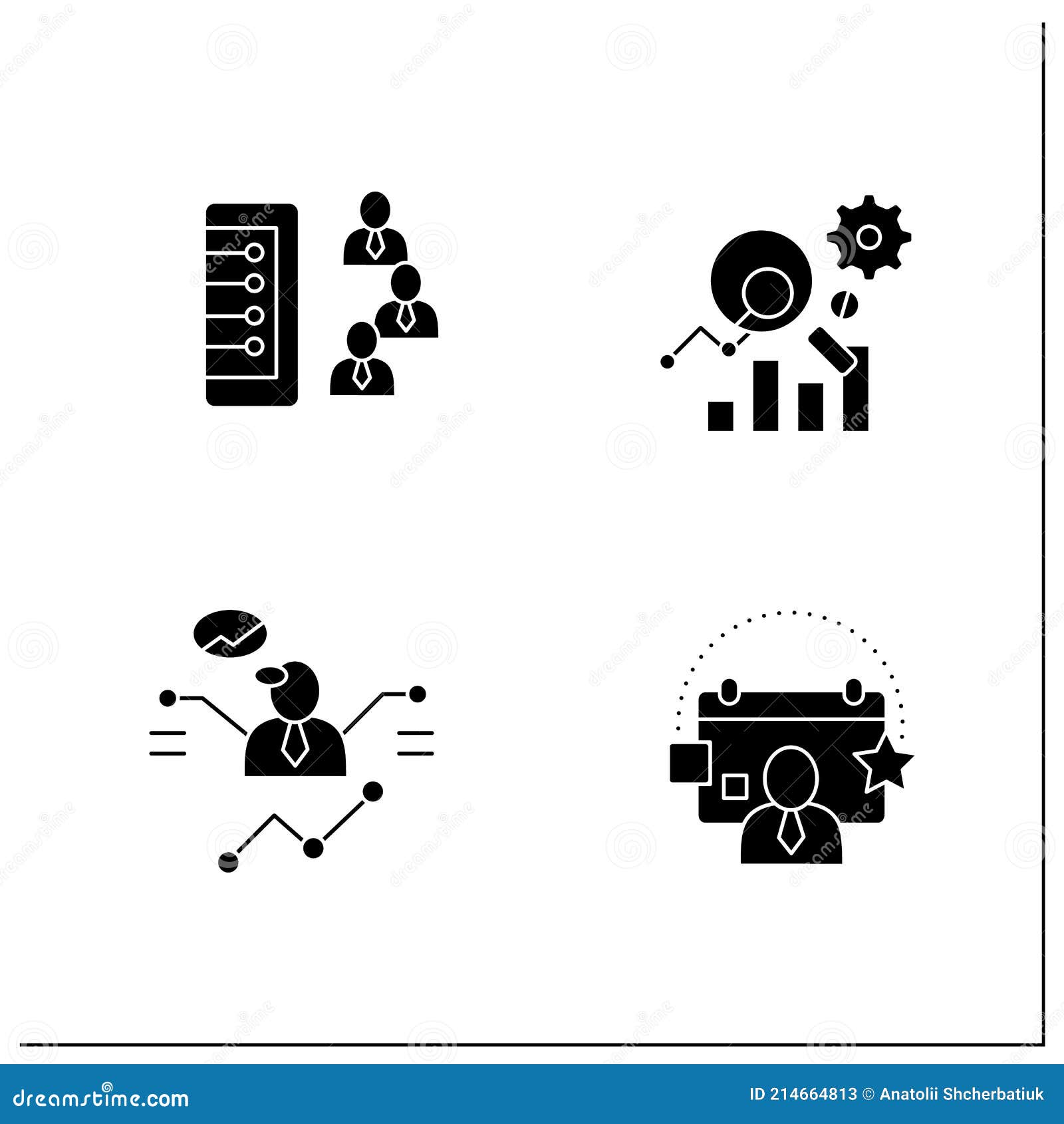 Customer Data Platform Glyph Icons Set Stock Vector - Illustration of ...