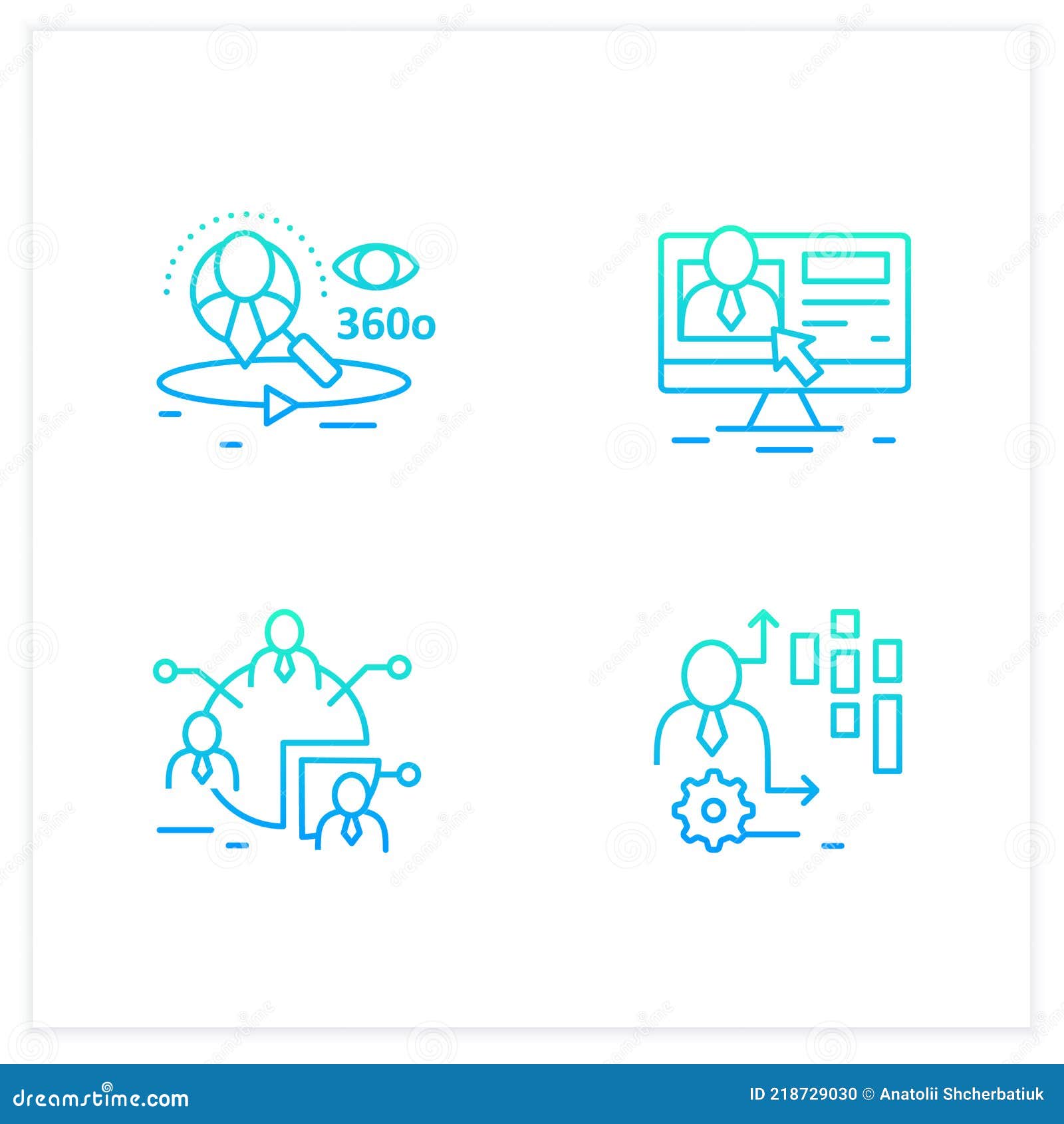 Customer Data Platform Gradient Icons Set Stock Vector - Illustration ...