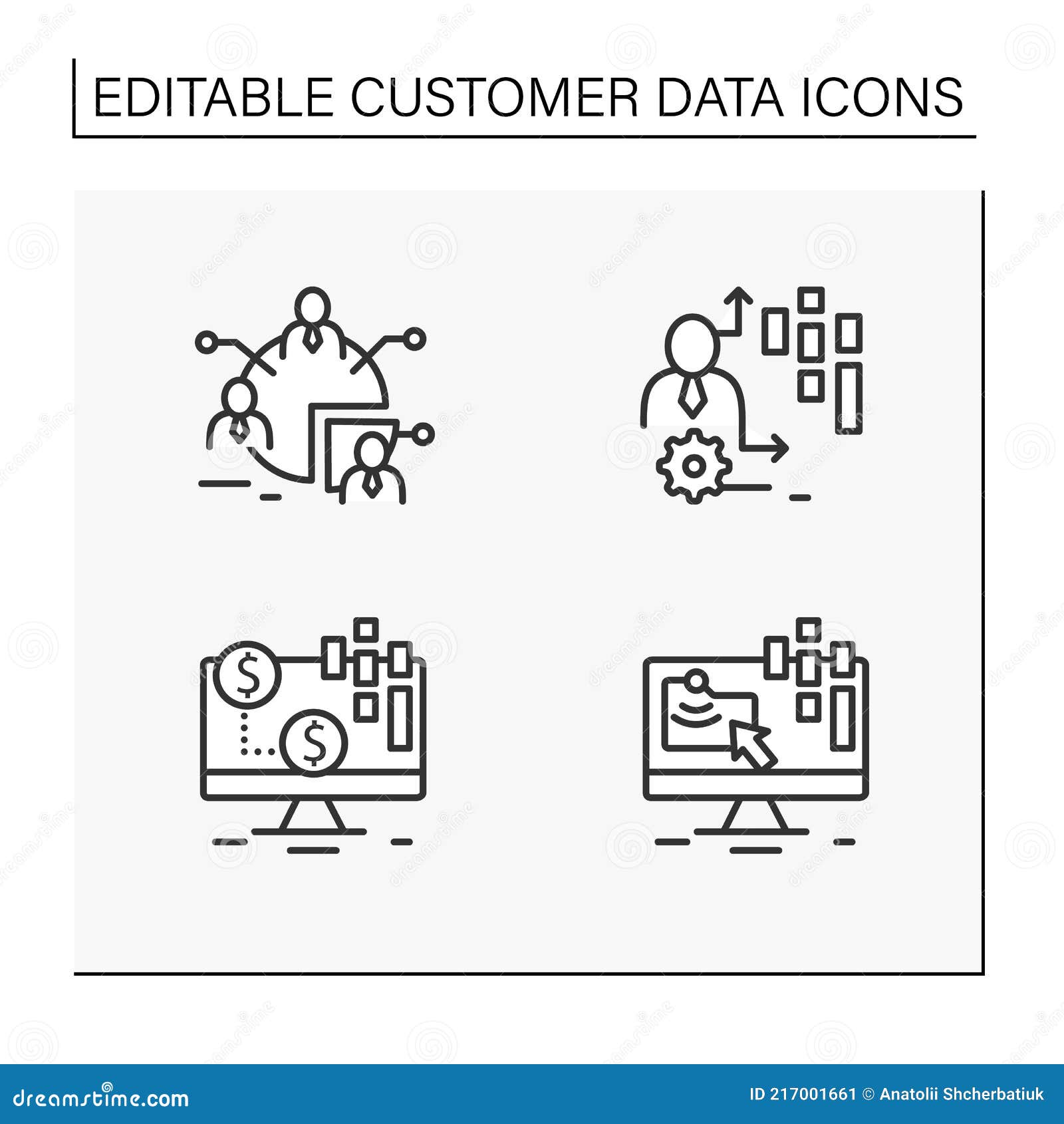 Customer Data Platform Line Icons Set Stock Vector - Illustration of ...