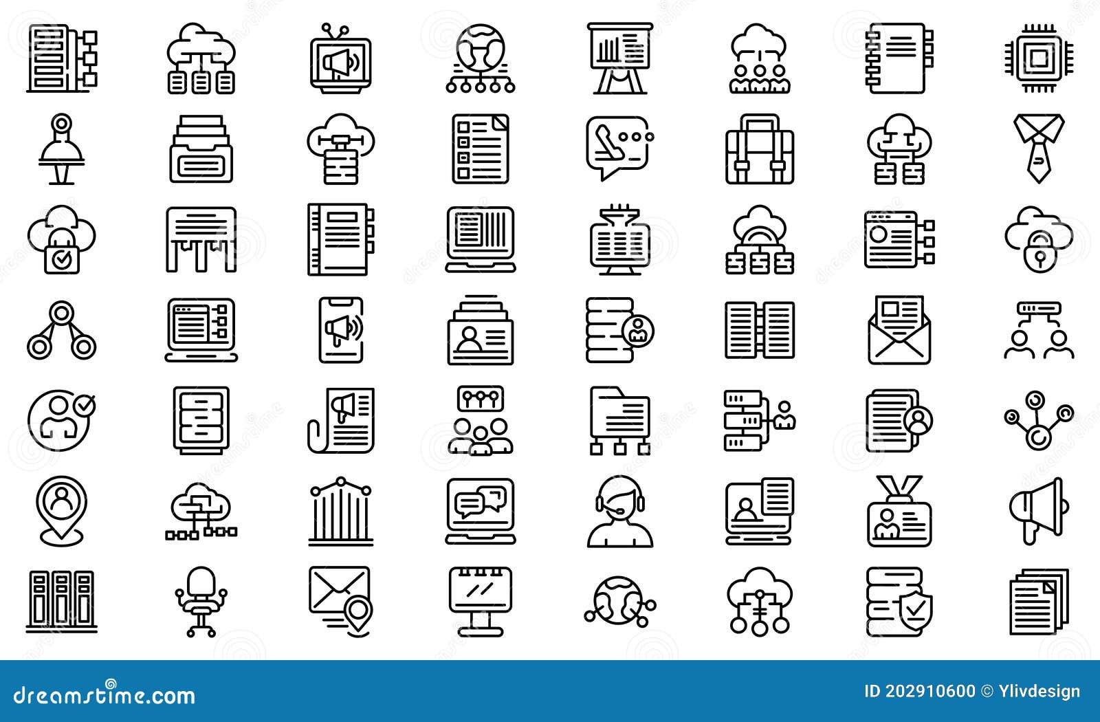 Customer Database Icons Set, Outline Style Stock Vector - Illustration ...