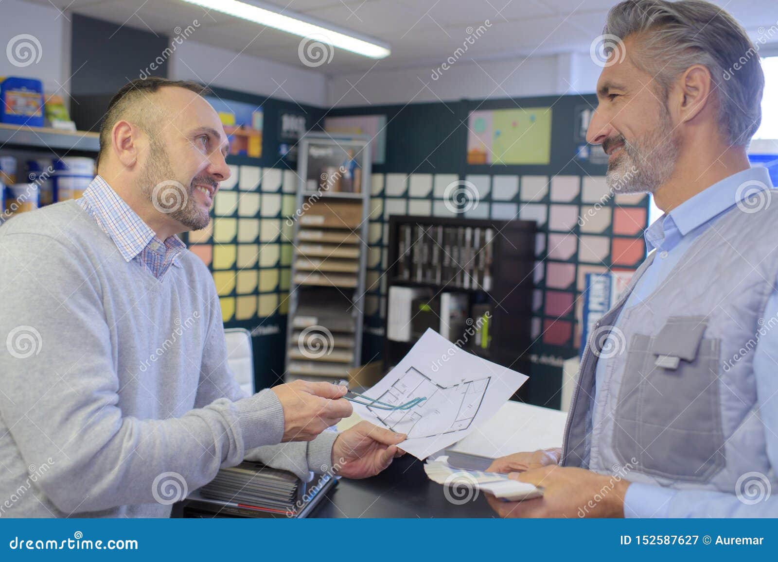 Customer and Designer Discussing Project in Agency Stock Image - Image ...