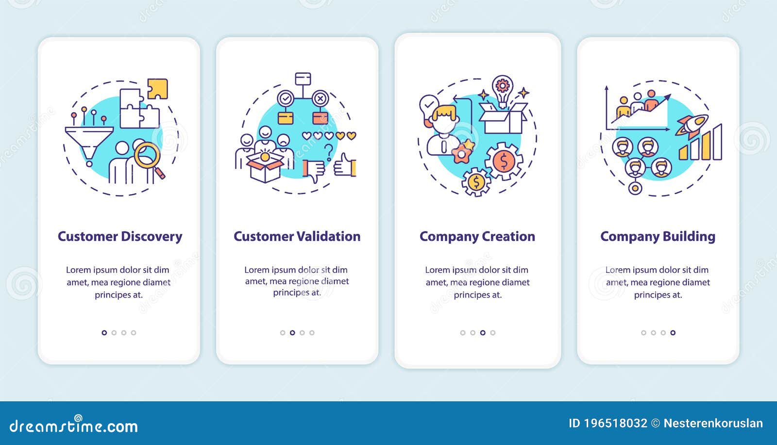 Customer Development Framework Onboarding Mobile App Page Screen with ...
