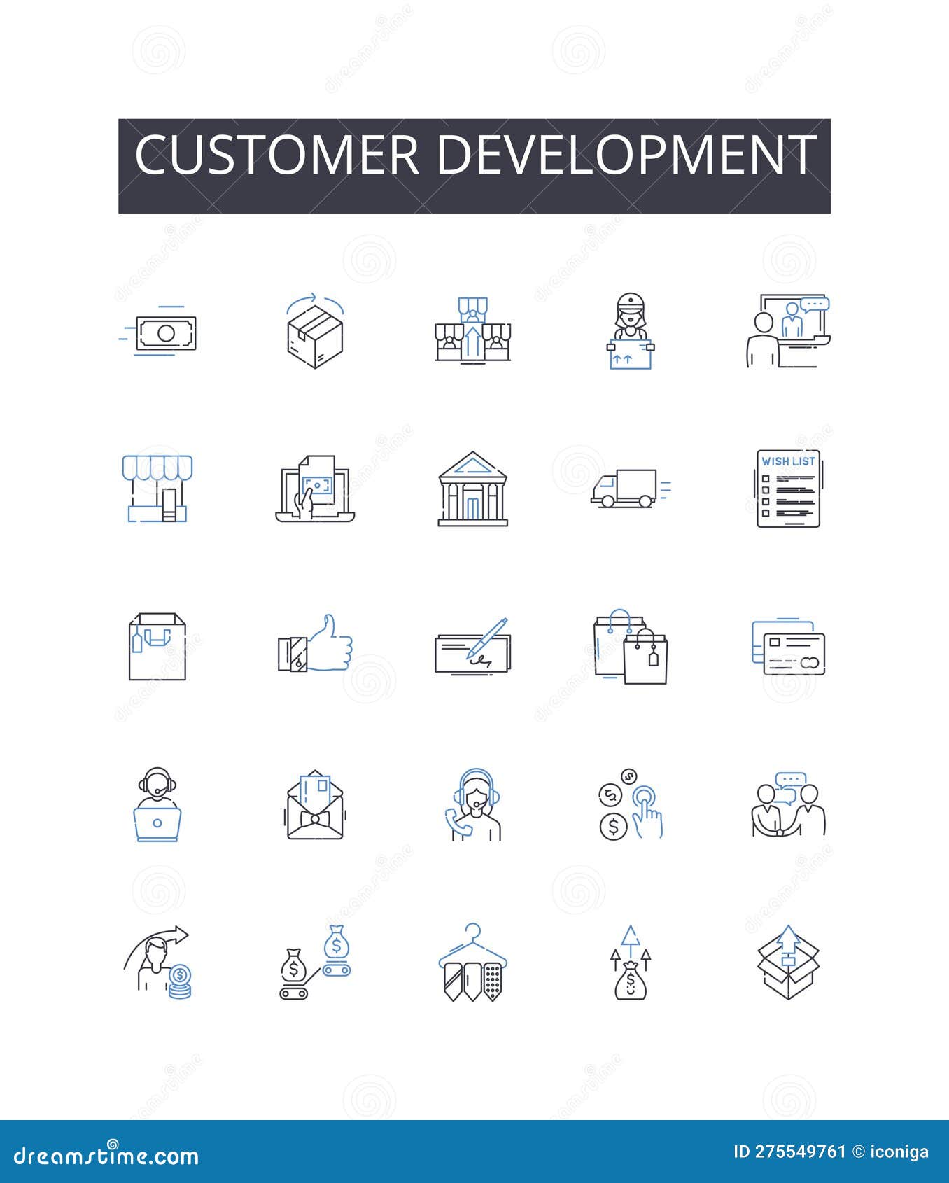 Customer Development Line Icons Collection. Prestigious, Exclusive ...