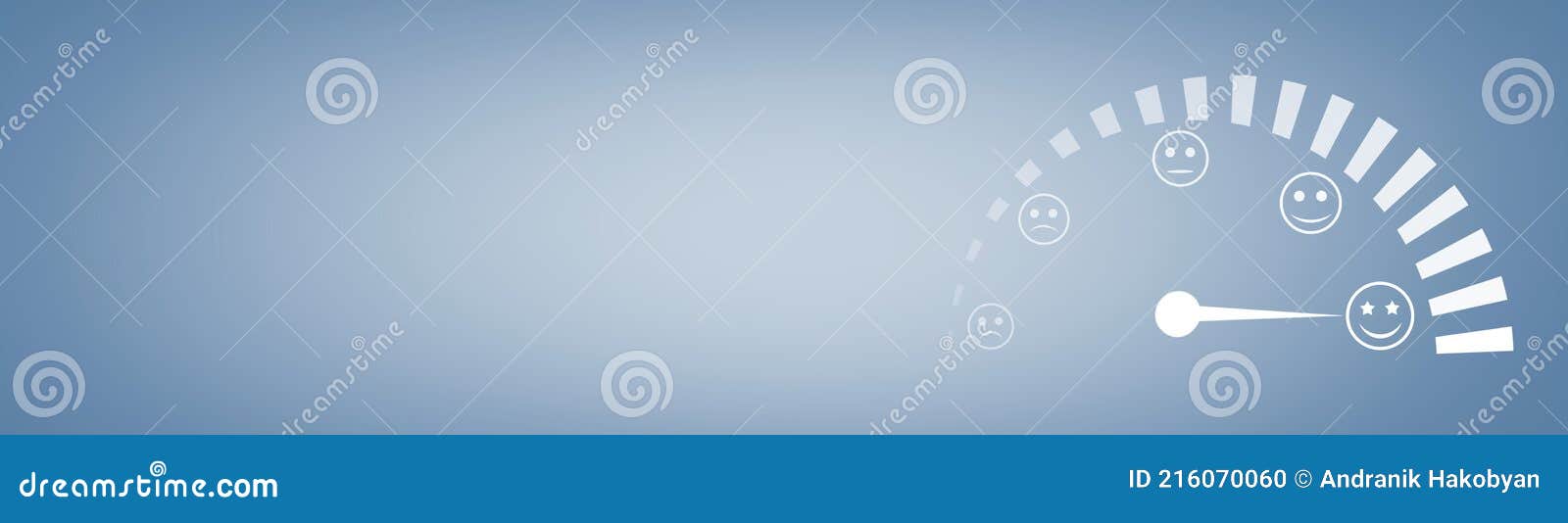 Customer Emotions Satisfaction Meter on Blue Background Stock ...