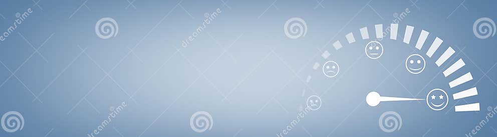 Customer Emotions Satisfaction Meter on Blue Background Stock ...
