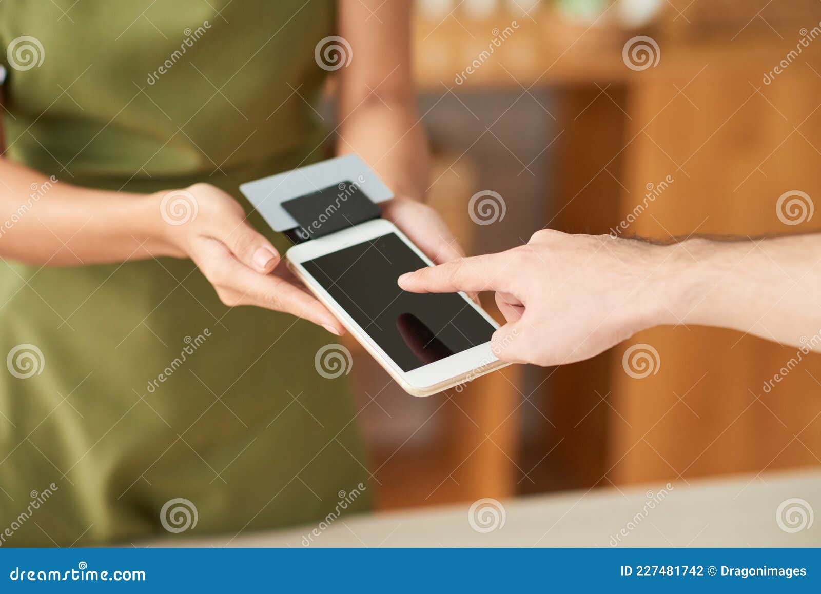 Customer Entering Cards Pin Code Stock Photo - Image of device ...