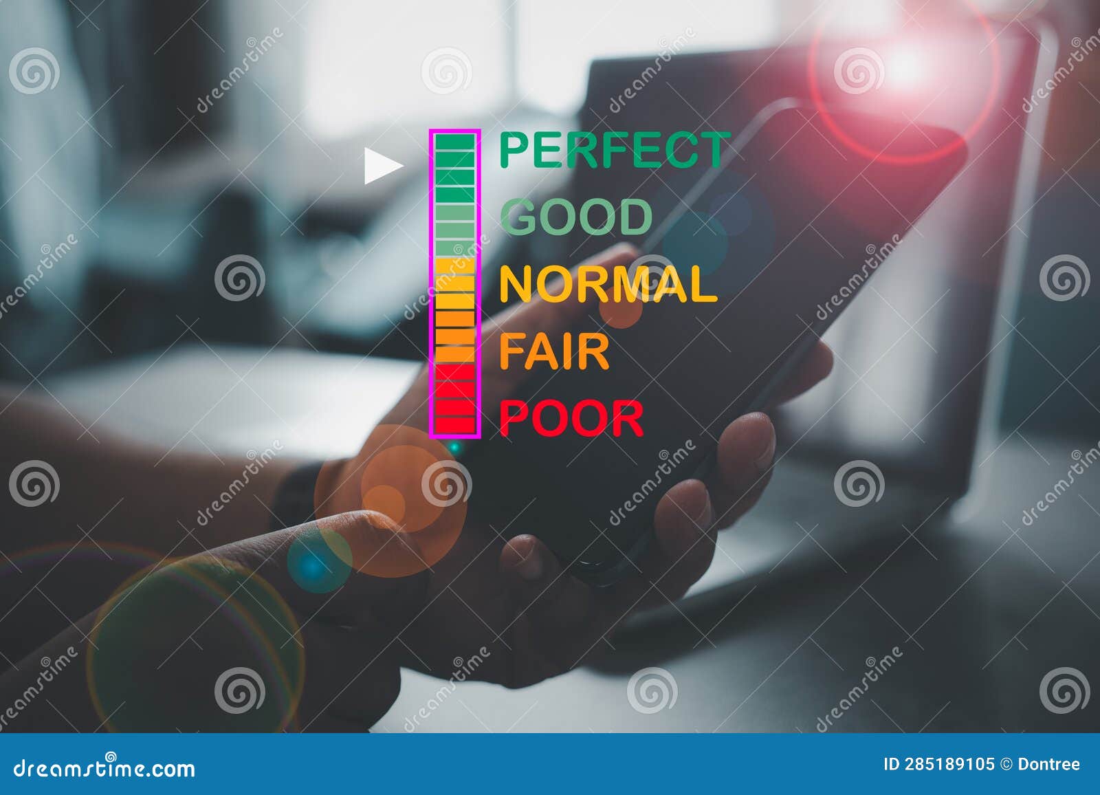 Customer Evaluation Indicator Rating on Screen from Mobile since Poor ...