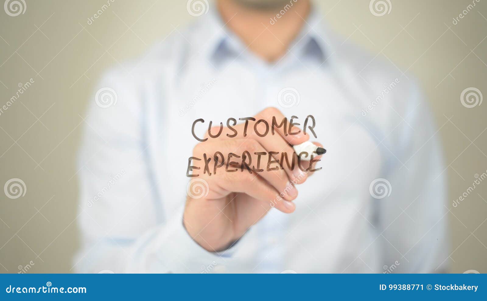 Customer Experience, Man Writing on Transparent Screen Stock Image ...