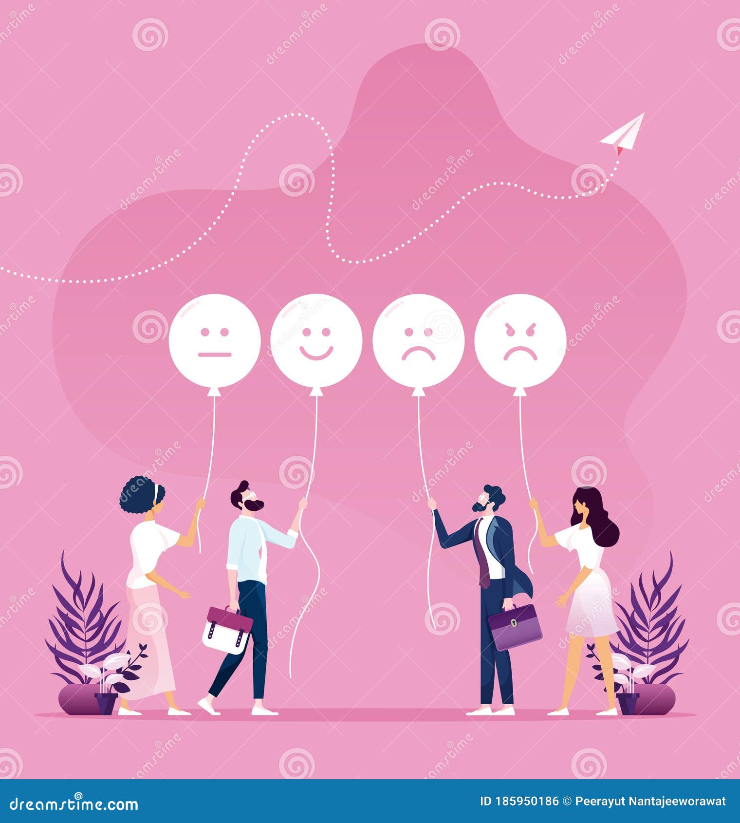 Customer with Feedback Rating Emoticon Scale Balloon Stock Vector ...