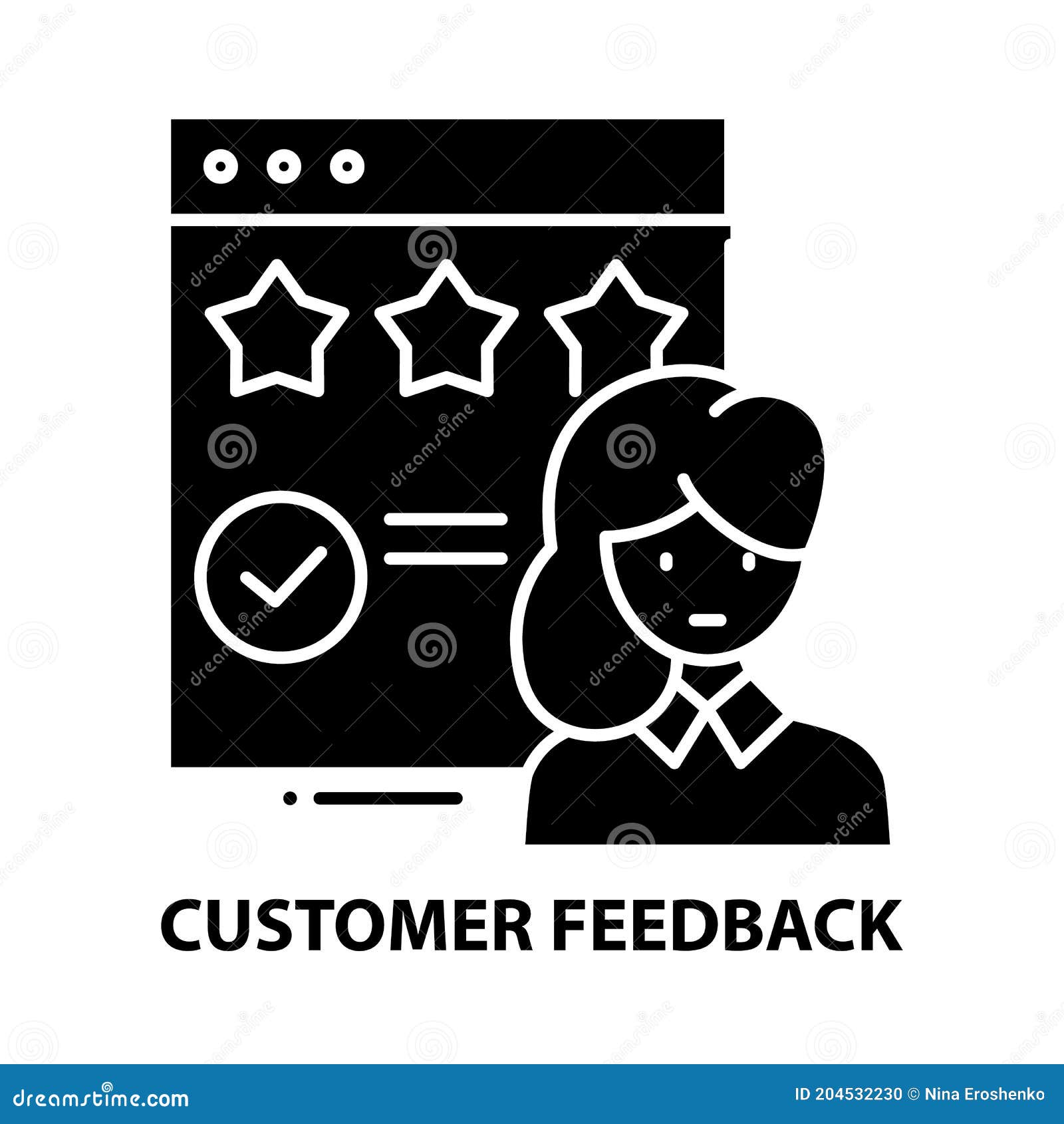 Customer Feedback Icon, Black Vector Sign with Editable Strokes ...