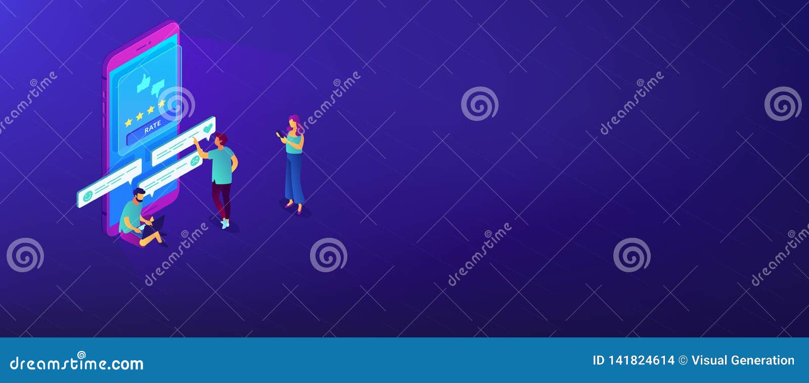 Customer Feedback Isometric 3D Banner Header. Stock Vector ...