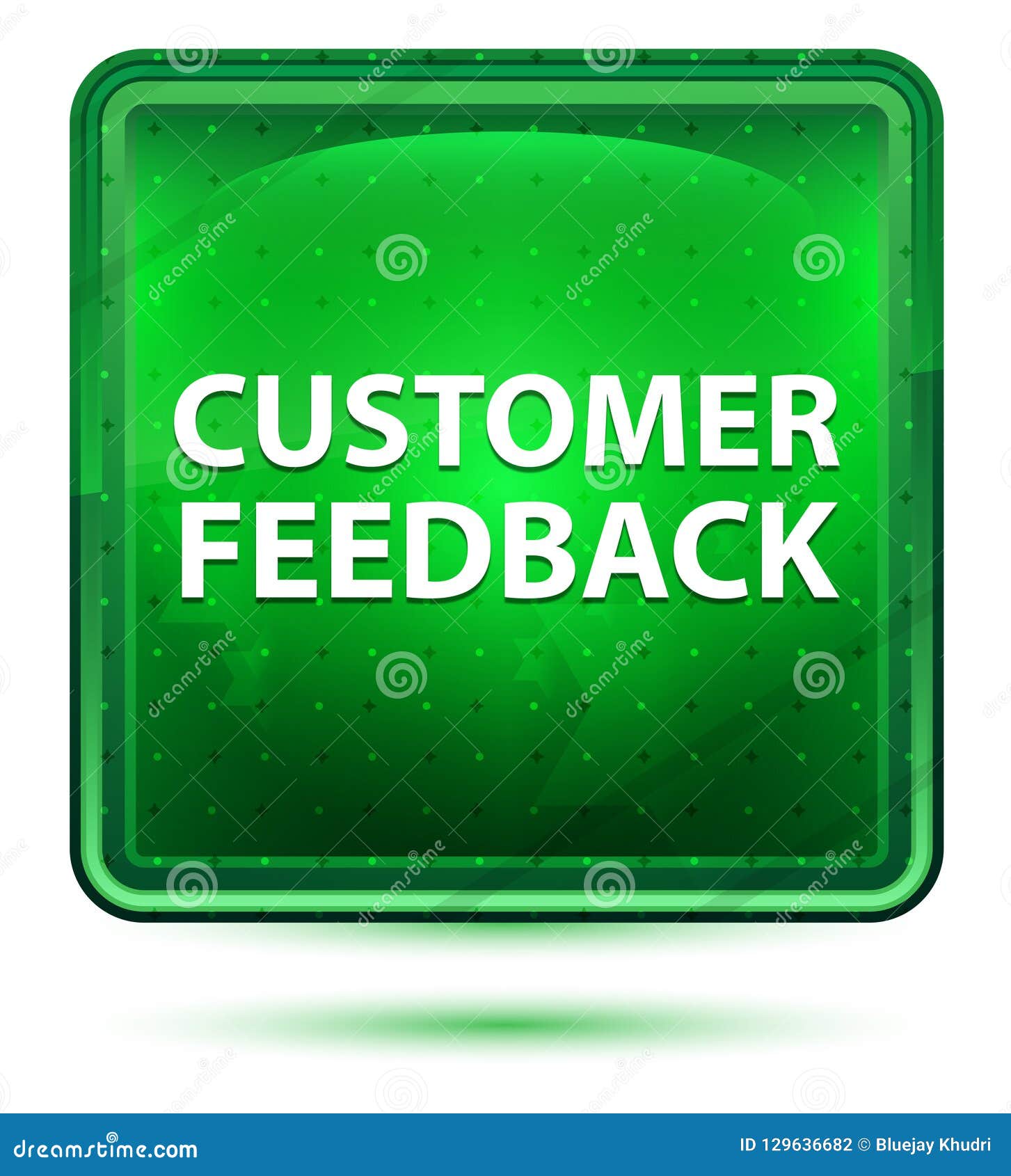 Customer Feedback Neon Light Green Square Button Stock Illustration ...