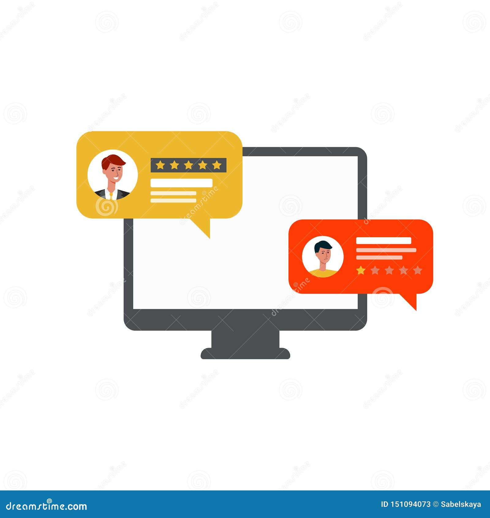 Customer Feedback and Review with Speech Bubbles Flat Vector ...
