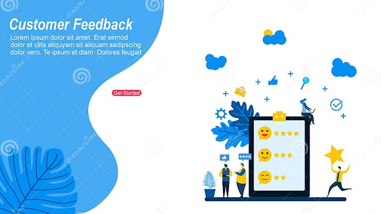 Customer Feedback Tiny People Character Concept Vector Illustration ...