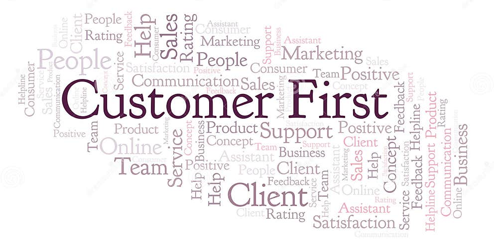 Customer First word cloud. stock illustration. Illustration of people ...