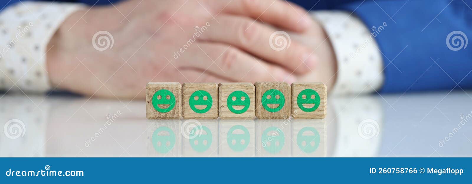 Customer and Five Smiling Green Positive Emoticons Stock Photo - Image ...