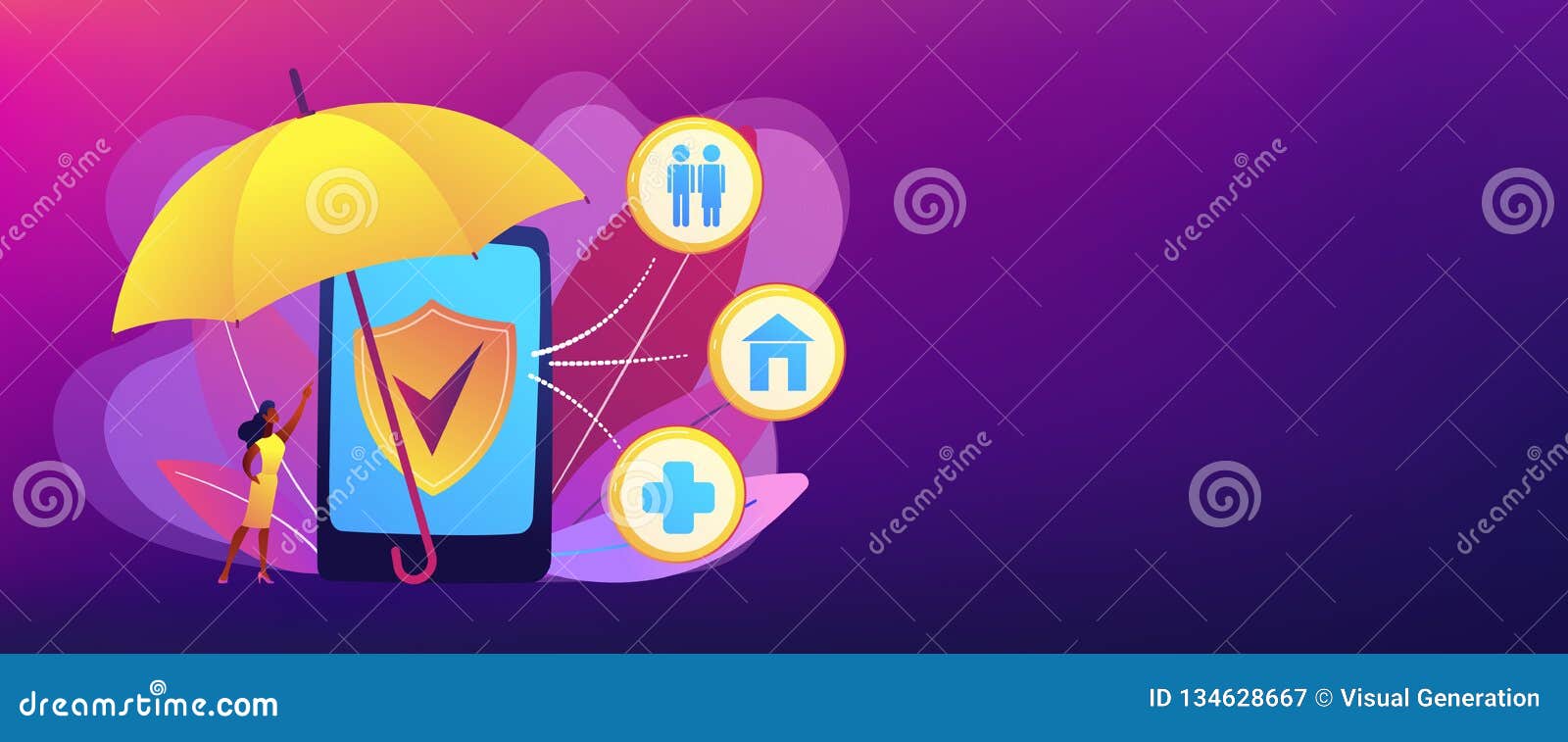 On-demand Insurance Concept Banner Header. Stock Vector - Illustration ...