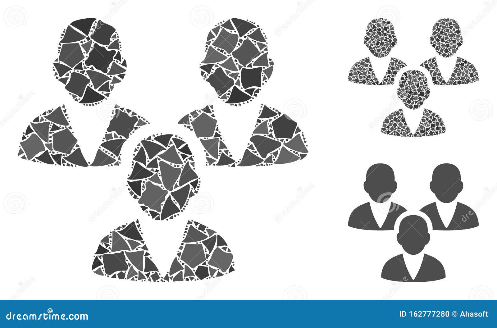 Customer Group Composition Icon of Rugged Pieces Stock Illustration ...