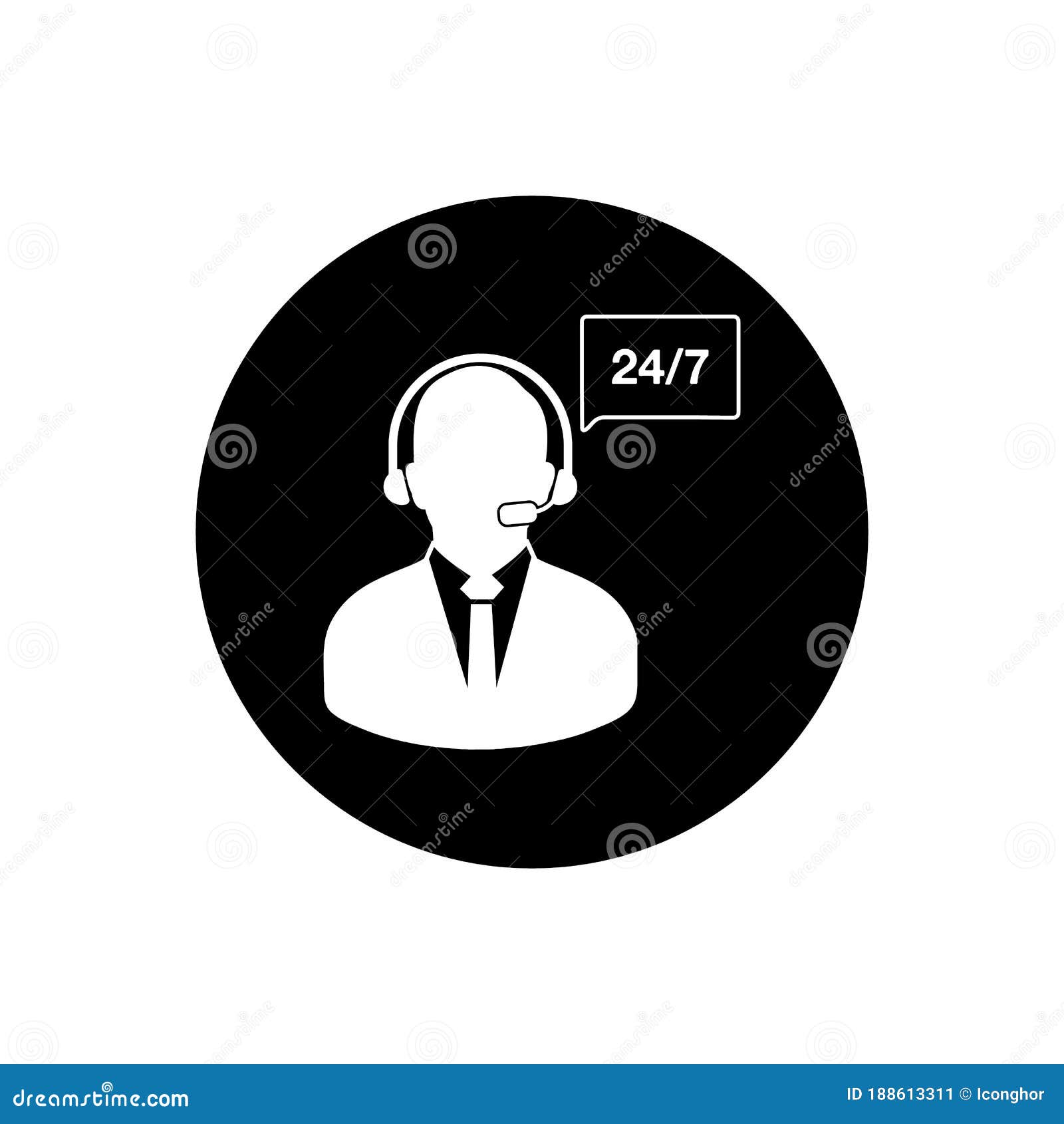 24/7 Customer Help icon. stock vector. Illustration of vector - 188613311