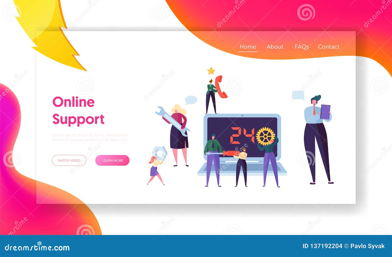 Customer Helpdesk Service Online Support Landing Page. Technical ...