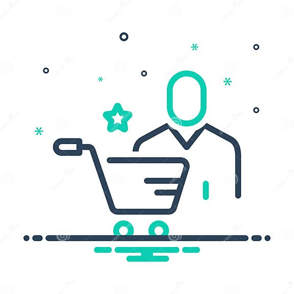 Mix Icon for Customer, Client and Trolley Stock Illustration ...