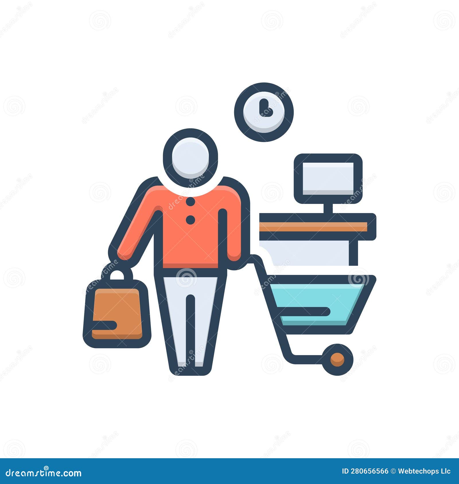 Color Illustration Icon for Customer, Billing Counter and Clientele ...