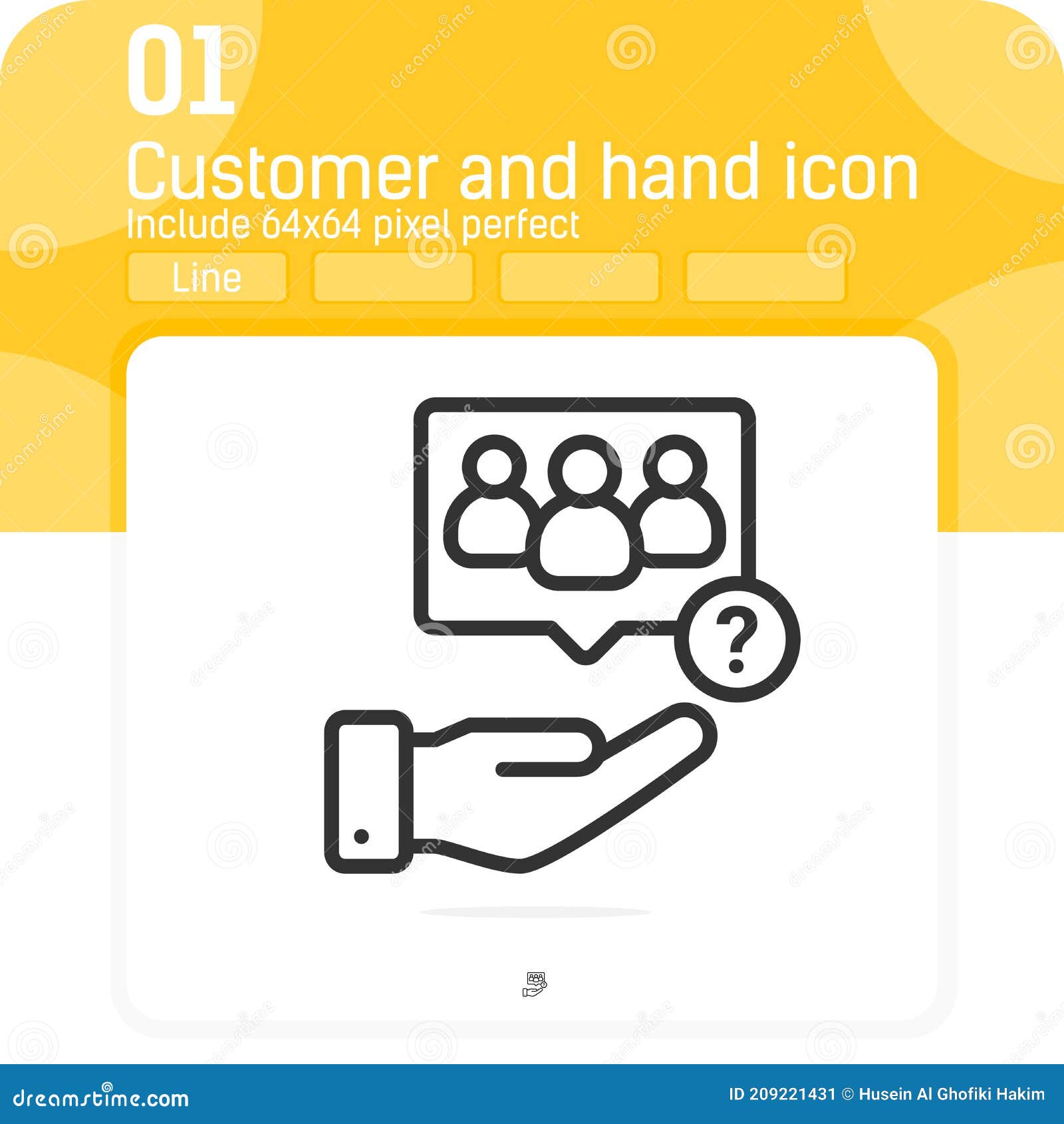 Customer Icon with Question Mark Sign with Outline Style Isolated on ...