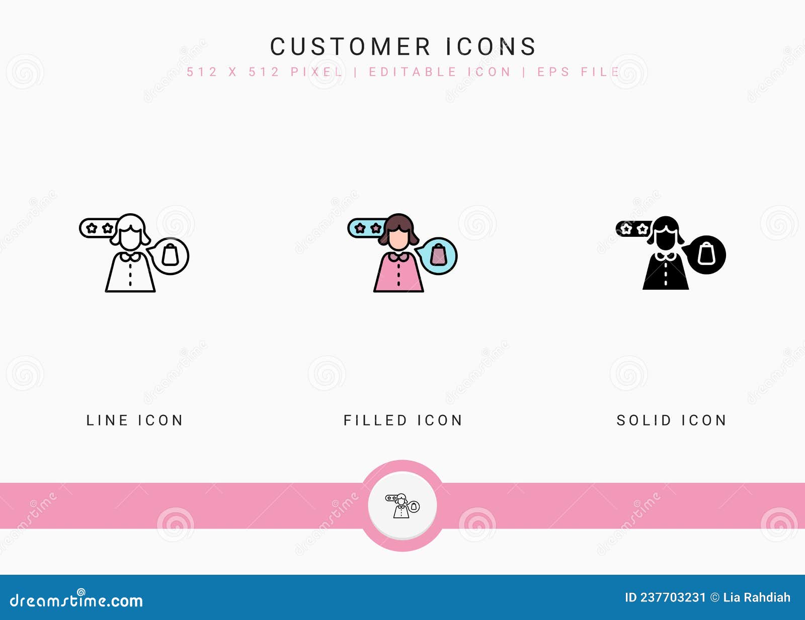 Customer Icons Set Vector Illustration with Solid Icon Line Style ...
