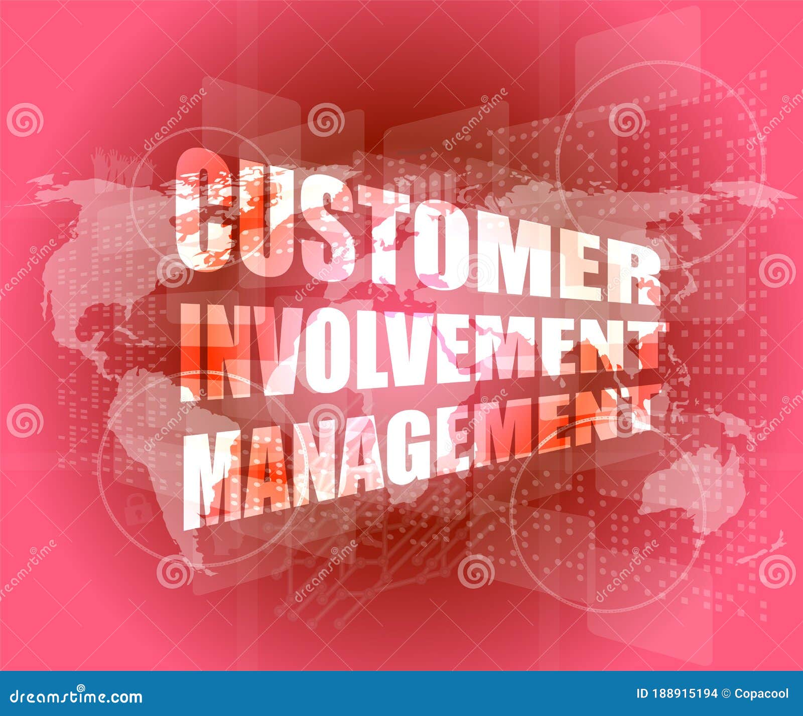 Customer Involvement Management Word on Business Digital Screen Stock ...