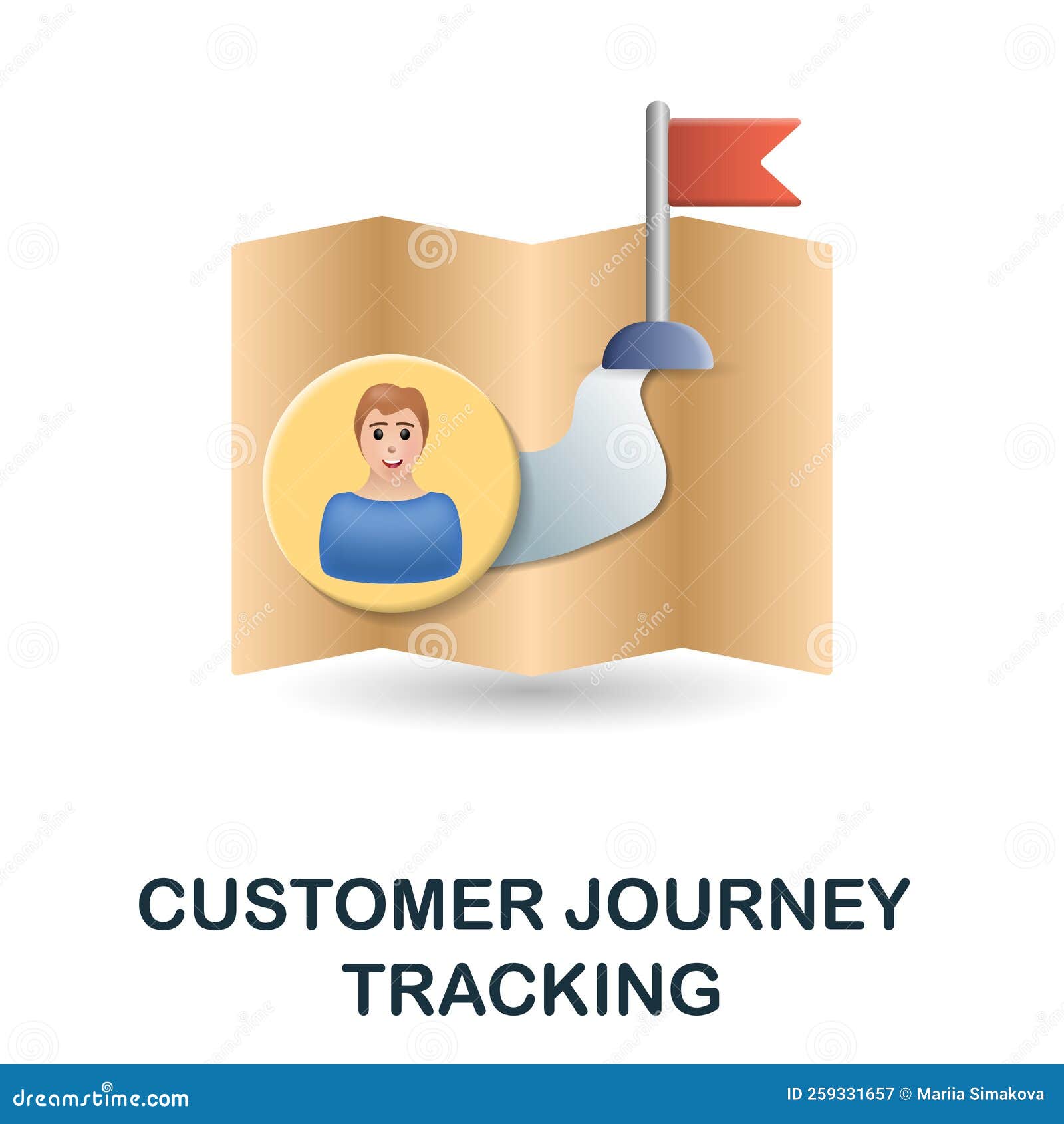 Customer Journey Tracking Icon. 3d Illustration from Digitalization ...