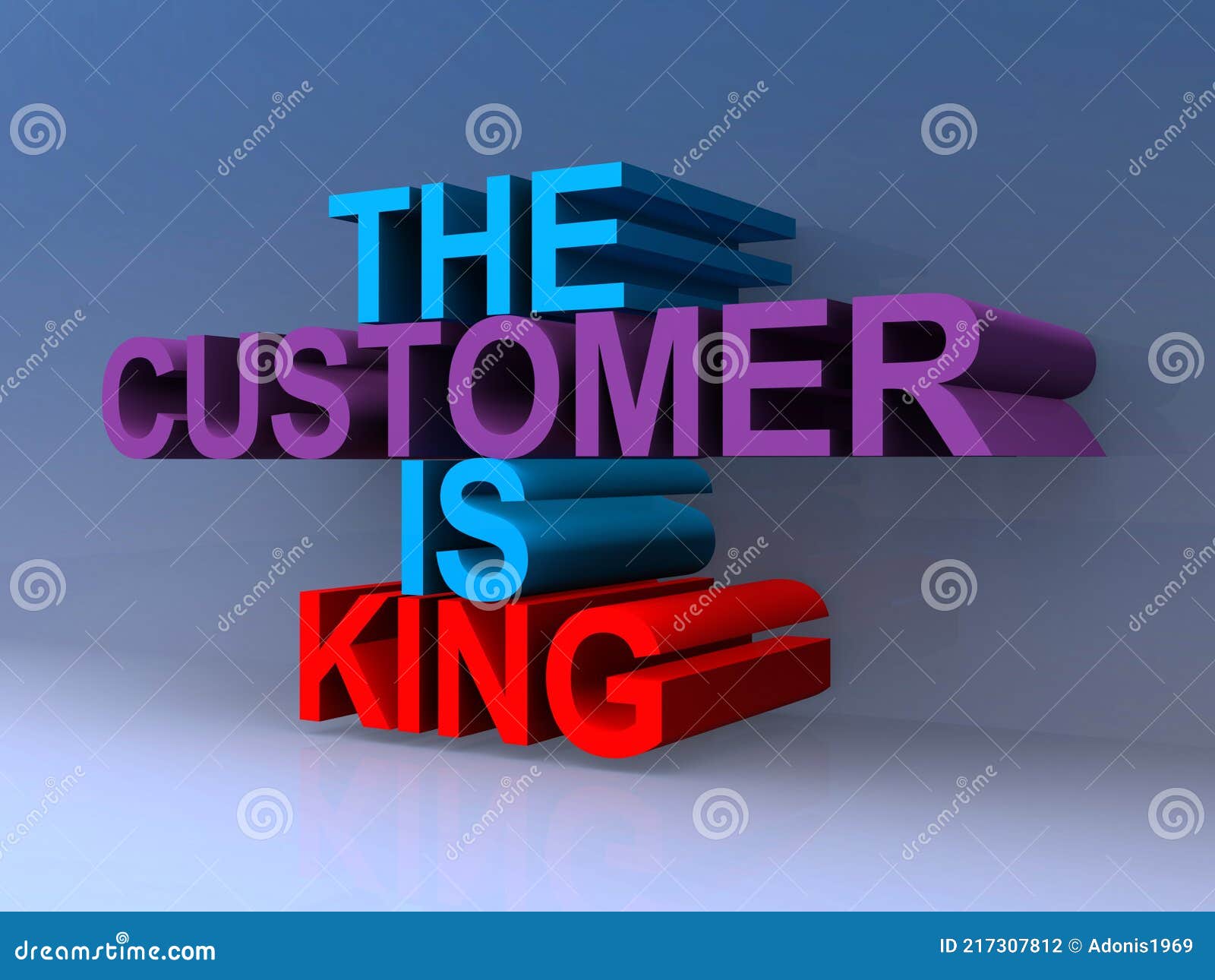 The Customer is King on Blue Stock Illustration - Illustration of ...