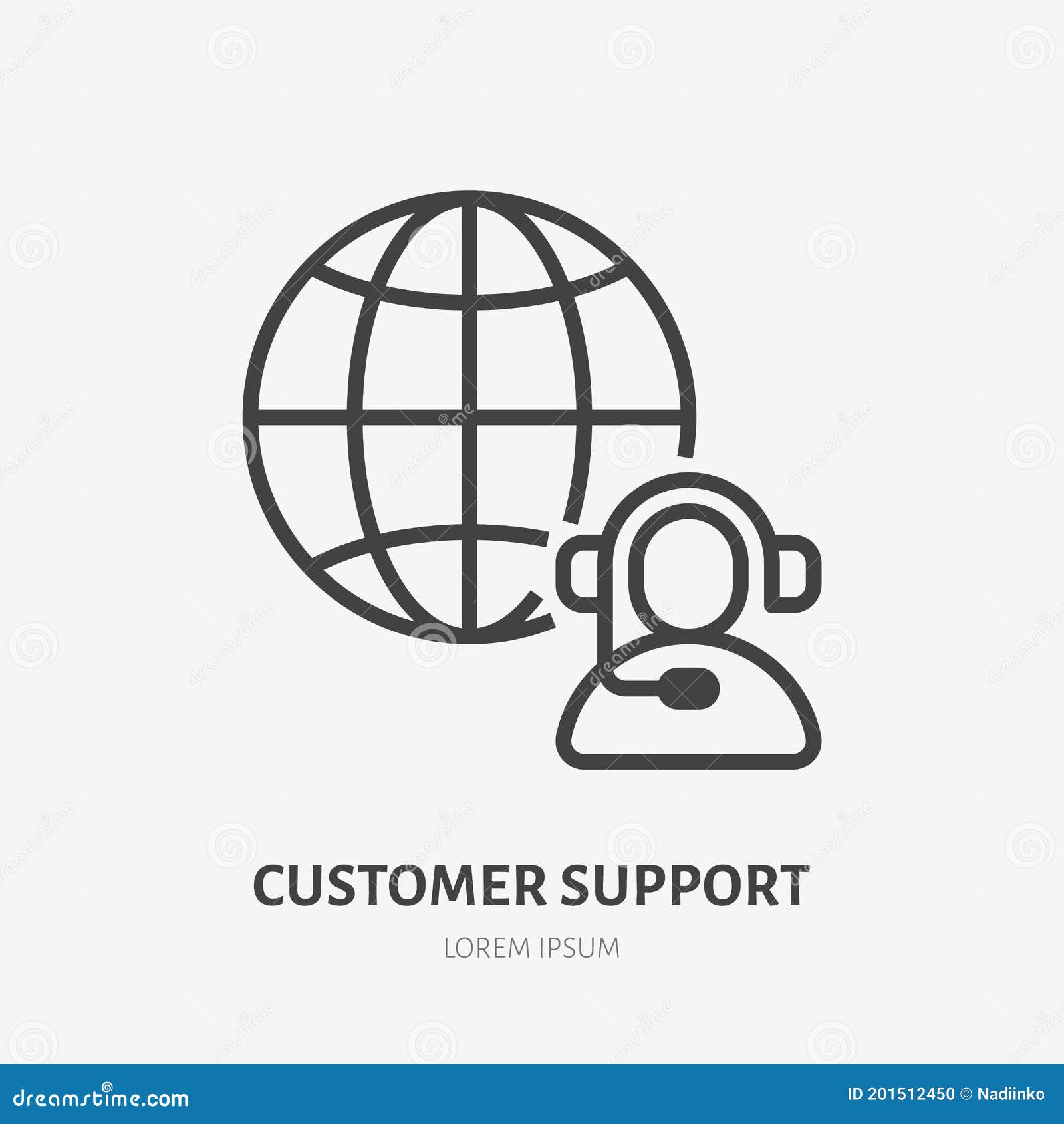 Customer Customer Line Icon, Vector Pictogram of Client Support, Online ...