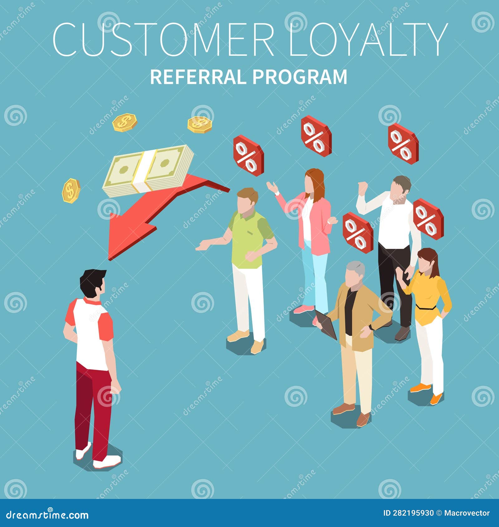 Customer Loyalty Bonus Reward Programs Colored Isometric Composition ...