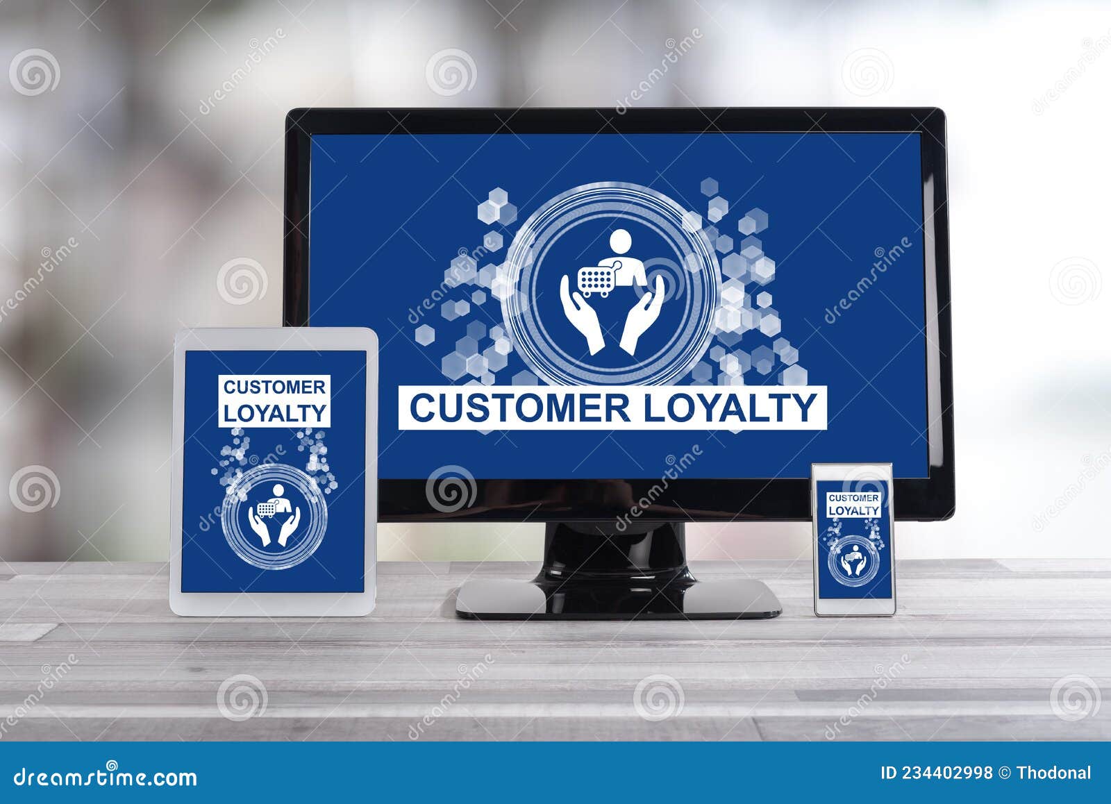Customer Loyalty Concept on Different Devices Stock Illustration ...