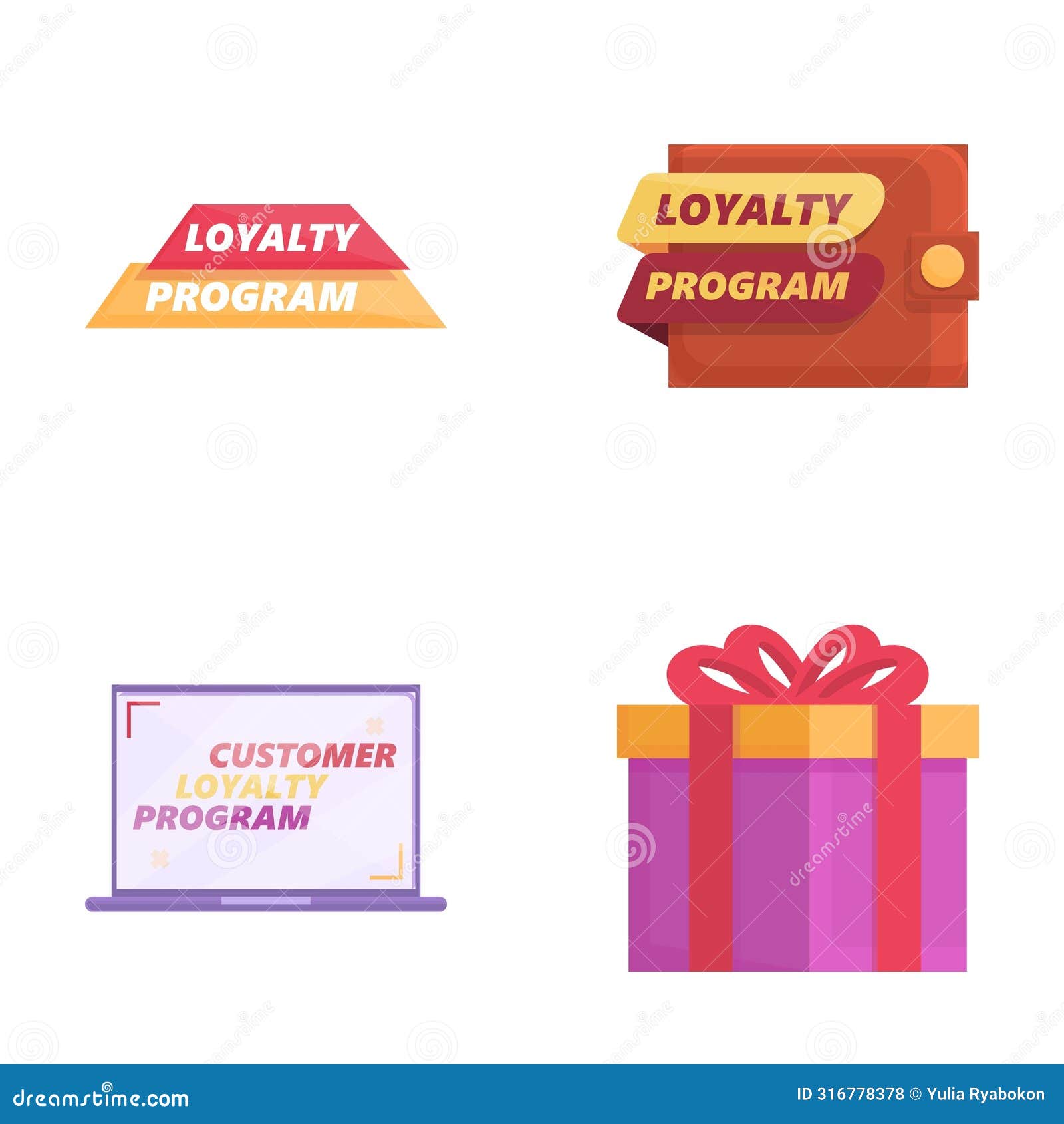 Customer Loyalty Icons Set Cartoon Vector. Loyalty Program and Customer ...