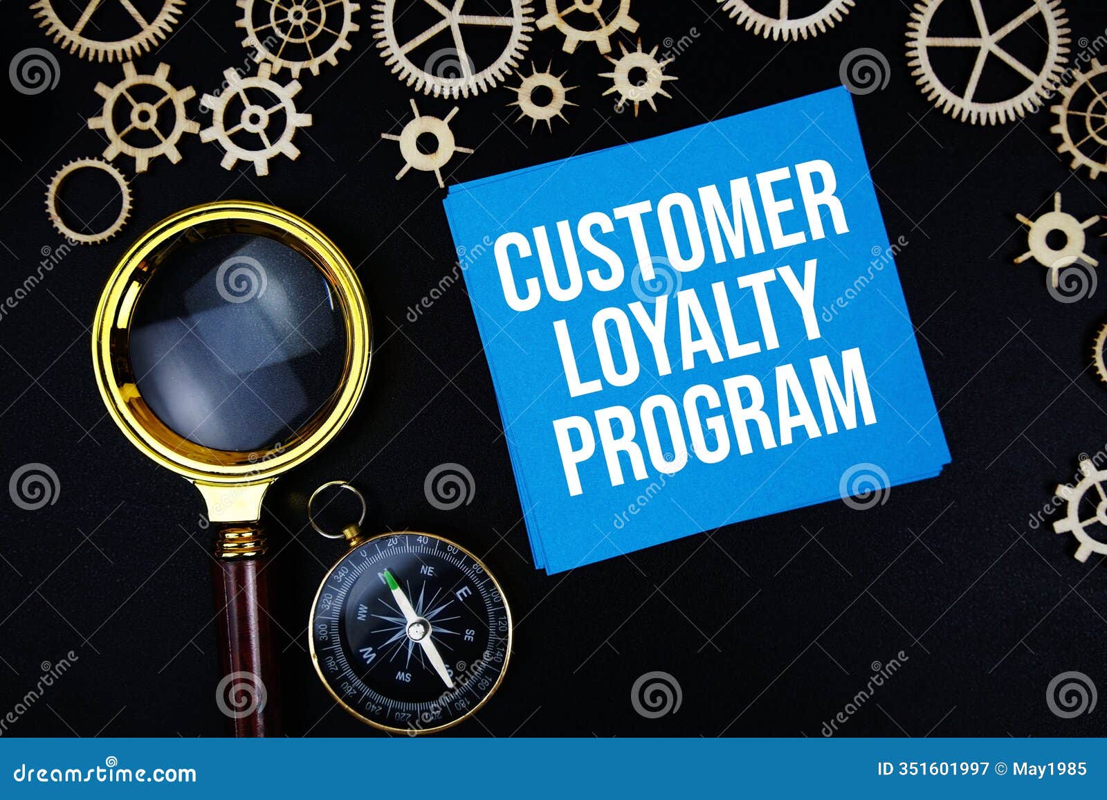 Customer Loyalty Program Text Message on Sticky Note with Magnifying ...