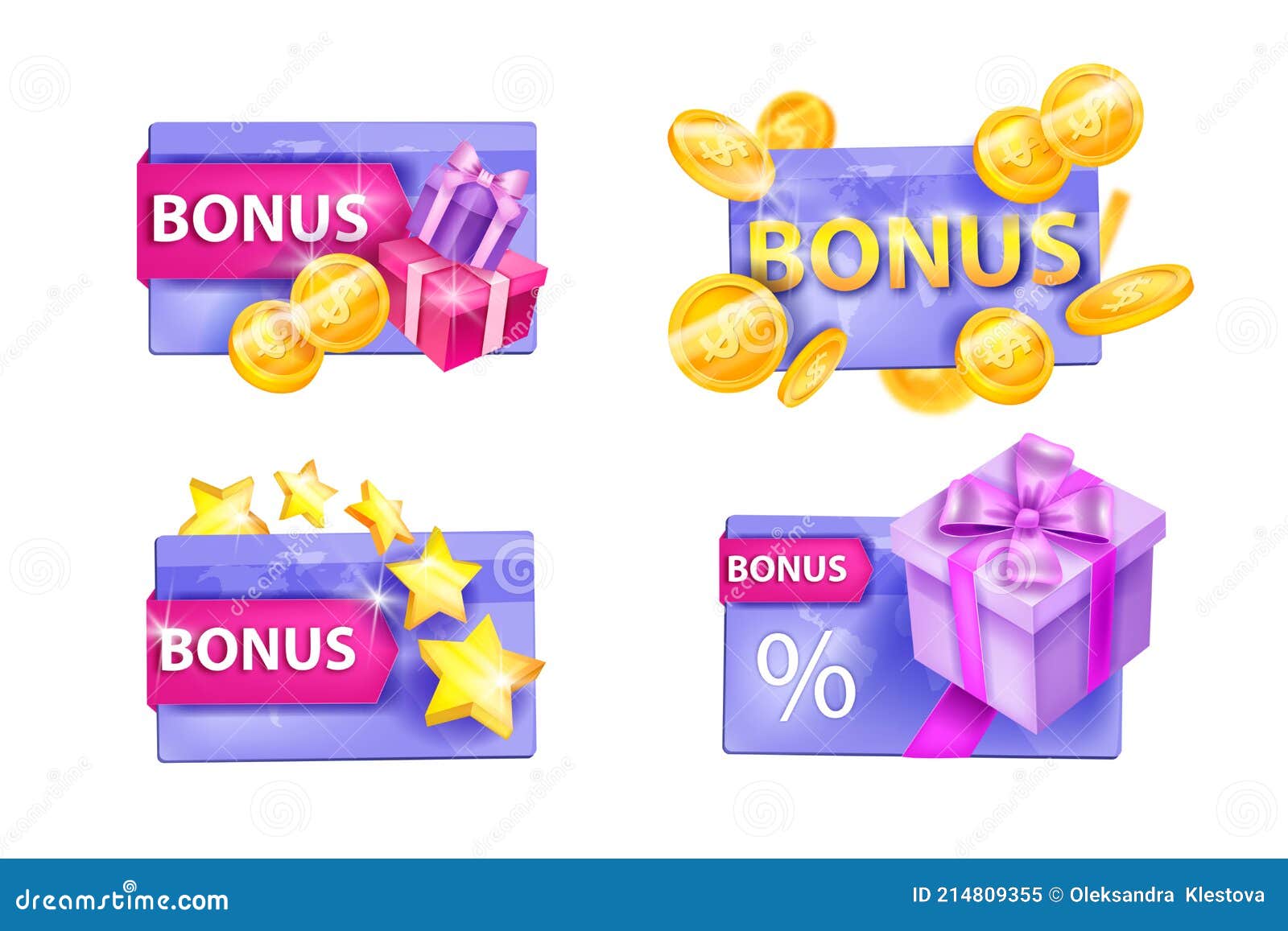 Customer Loyalty Program, Vector Gift Card Illustration Set Isolated on ...