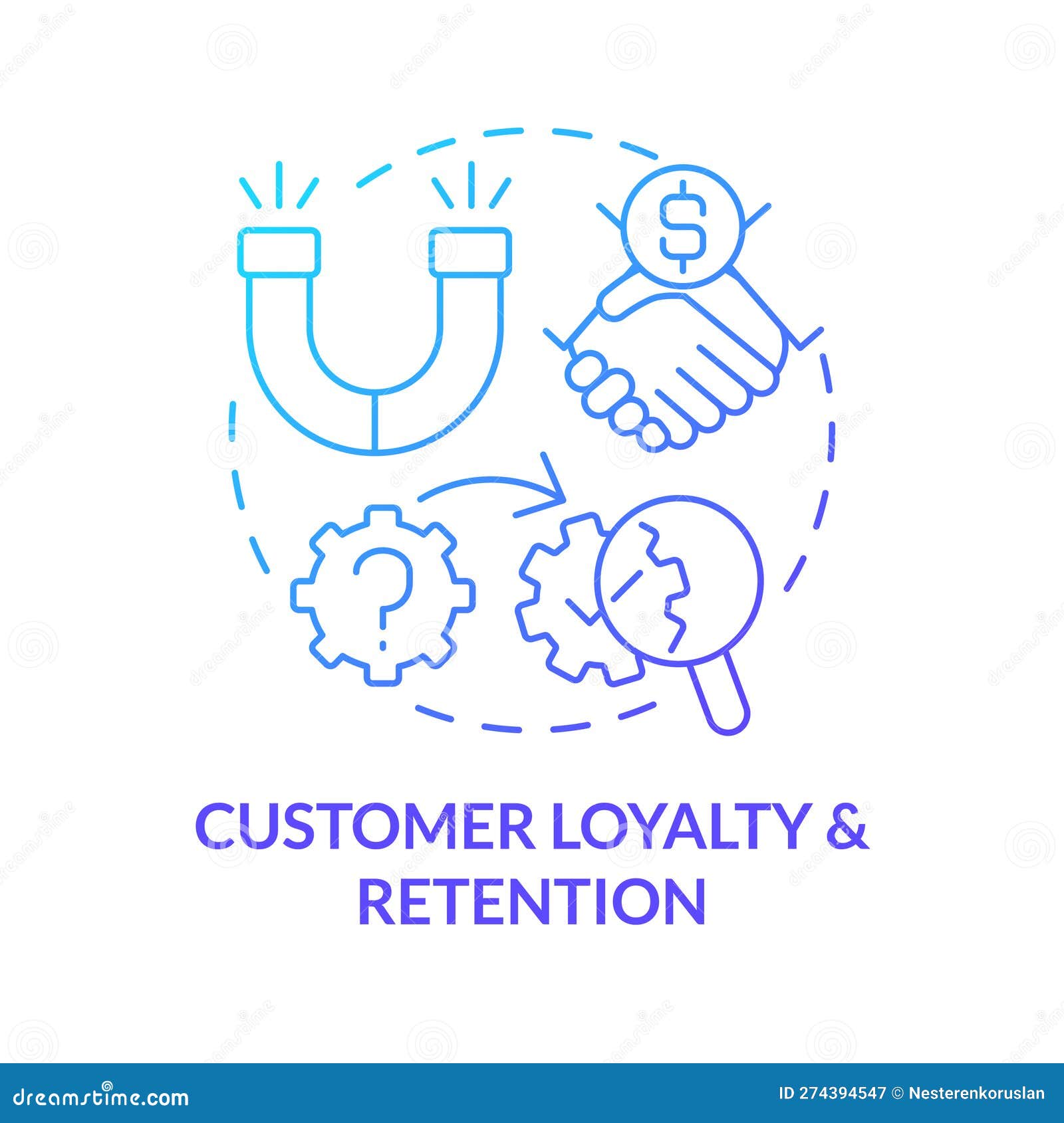 Customer Loyalty and Retention Blue Gradient Concept Icon Stock Vector ...