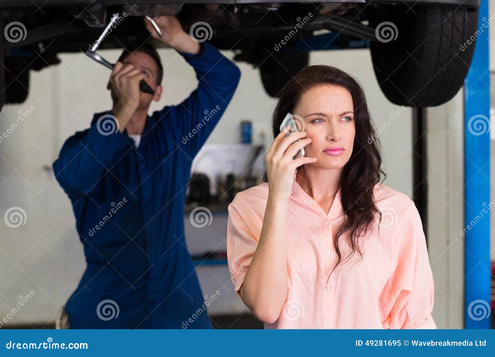Customer Making a Phone Call Stock Image - Image of adult, auto: 49281695