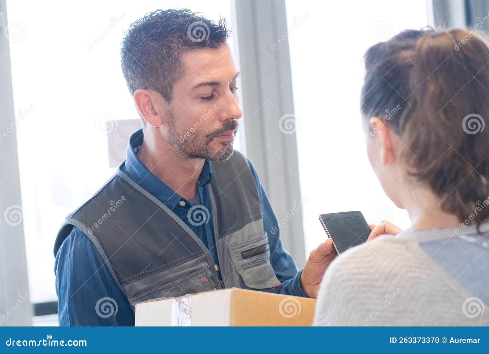 Customer Making Signature Delivery Drivers Digital Device Stock Photo ...