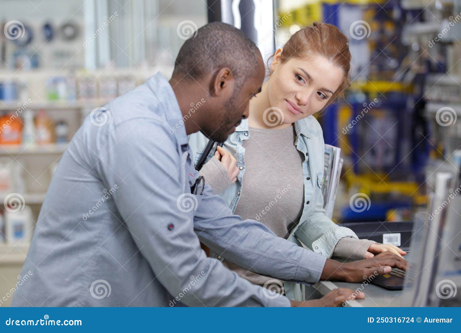 Customer and Male Worker in Hardware Store Stock Photo - Image of ...