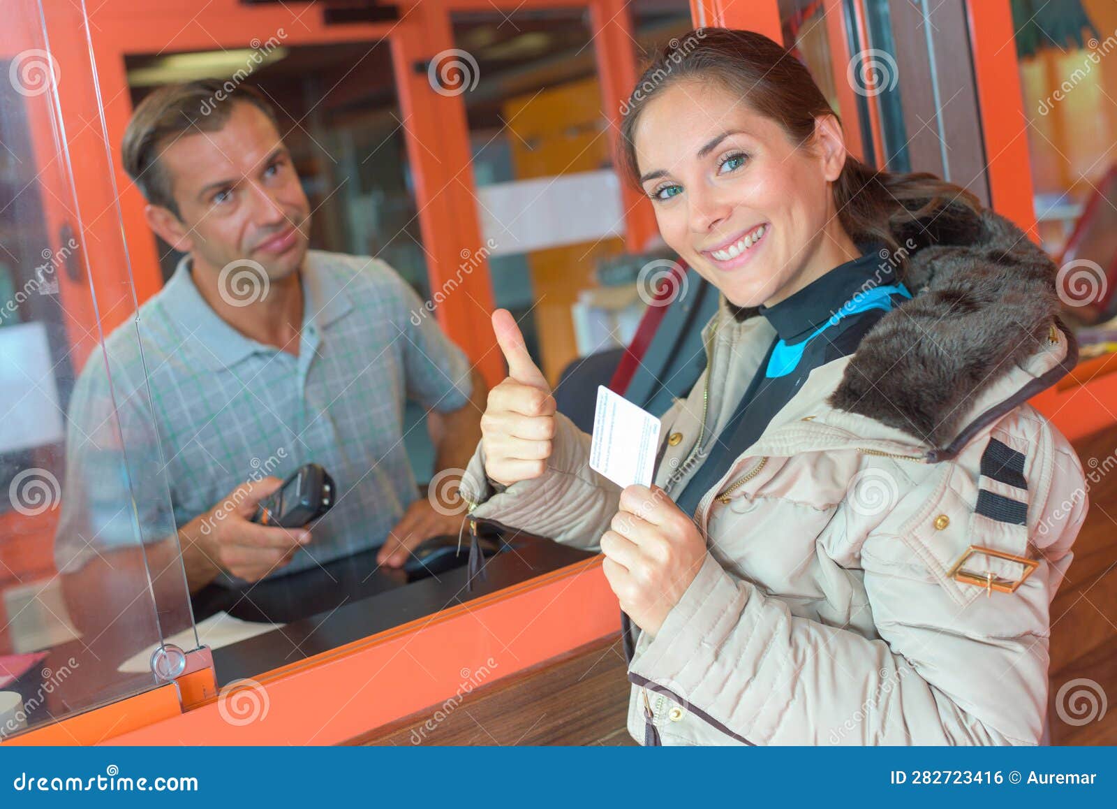 Customer and Man at Cashier Stock Photo - Image of betting, smile ...