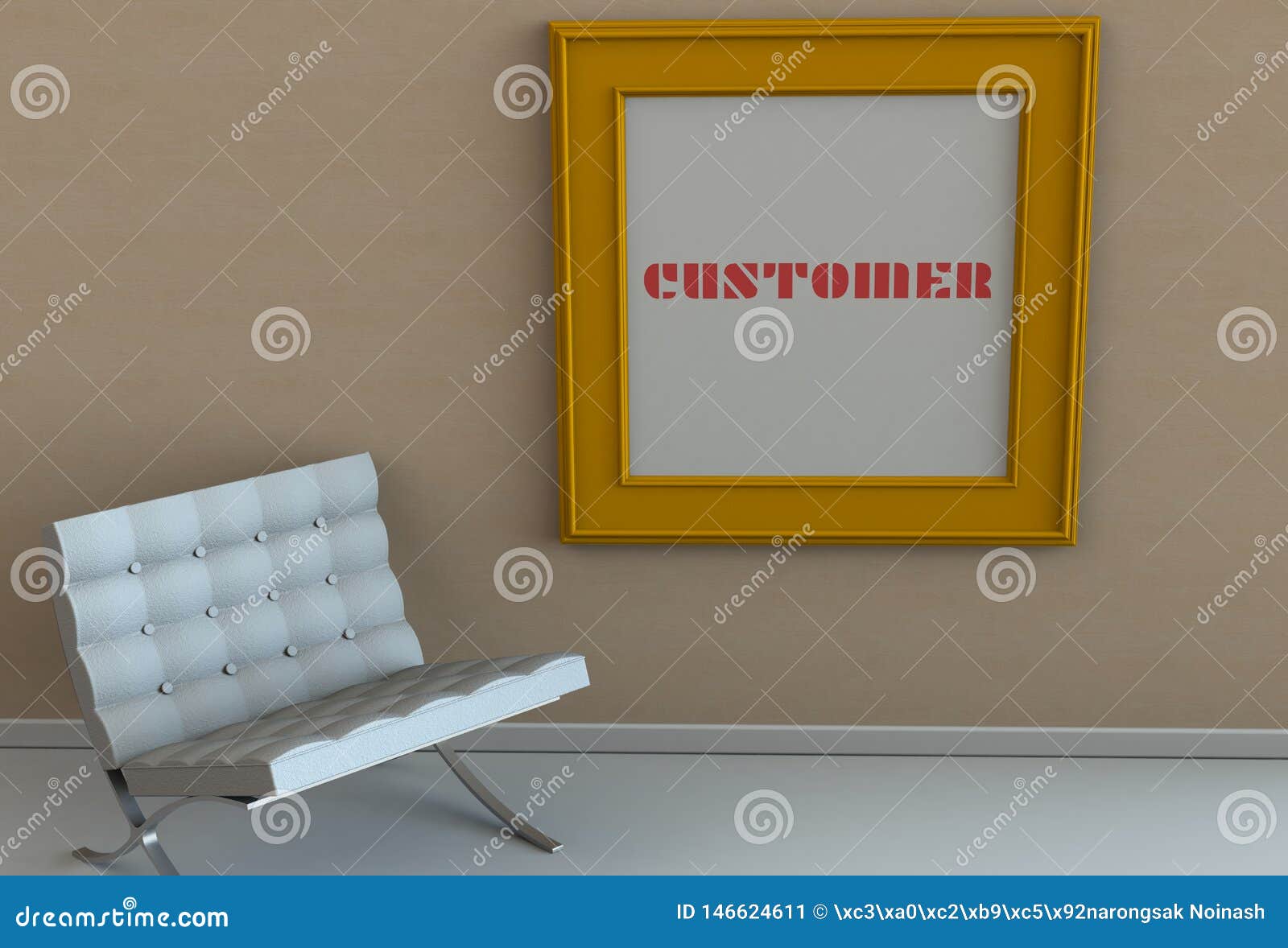 CUSTOMER, Message on Picture Frame, Chair in an Empty Room Editorial ...